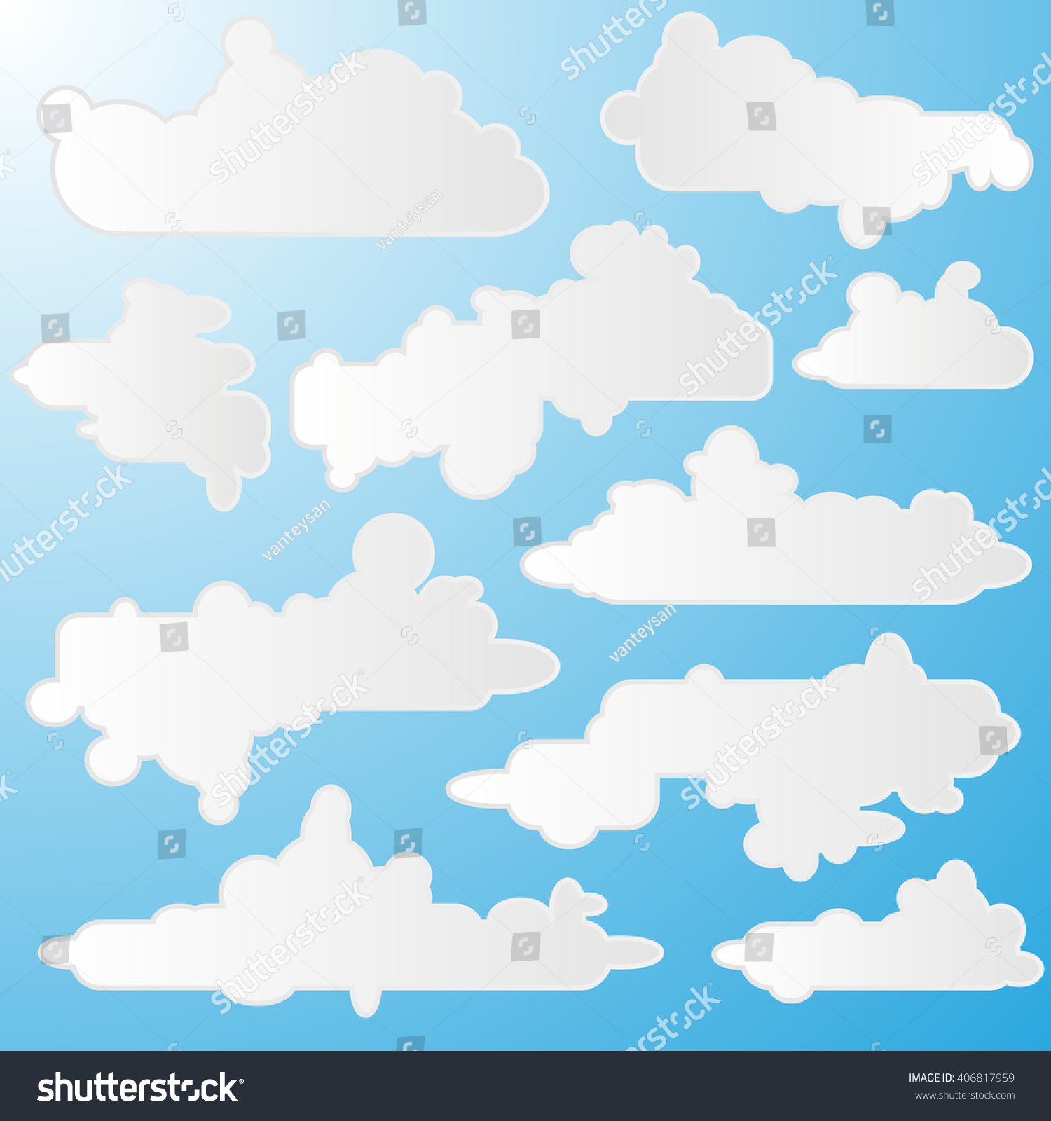 Cartoon Clouds Vector Illustration Pack: vector de stock (libre de ...