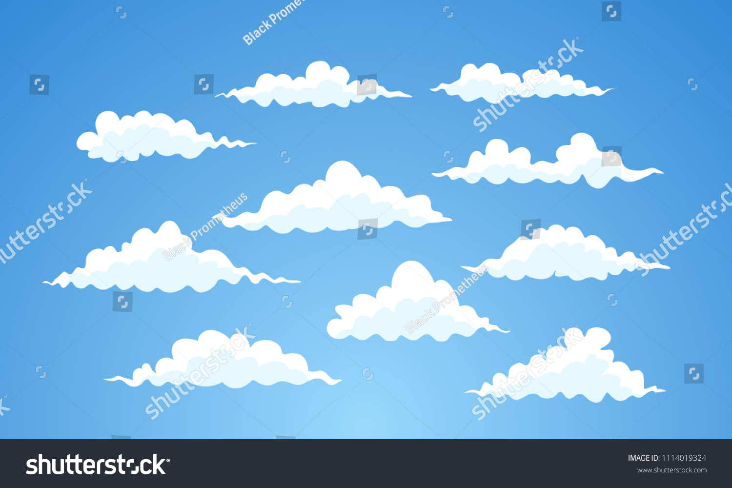 「Cartoon Clouds Vector Set Blue Sky」のベクター画像素材（ロイヤリティフリー） 1114019324 | Shutterstock