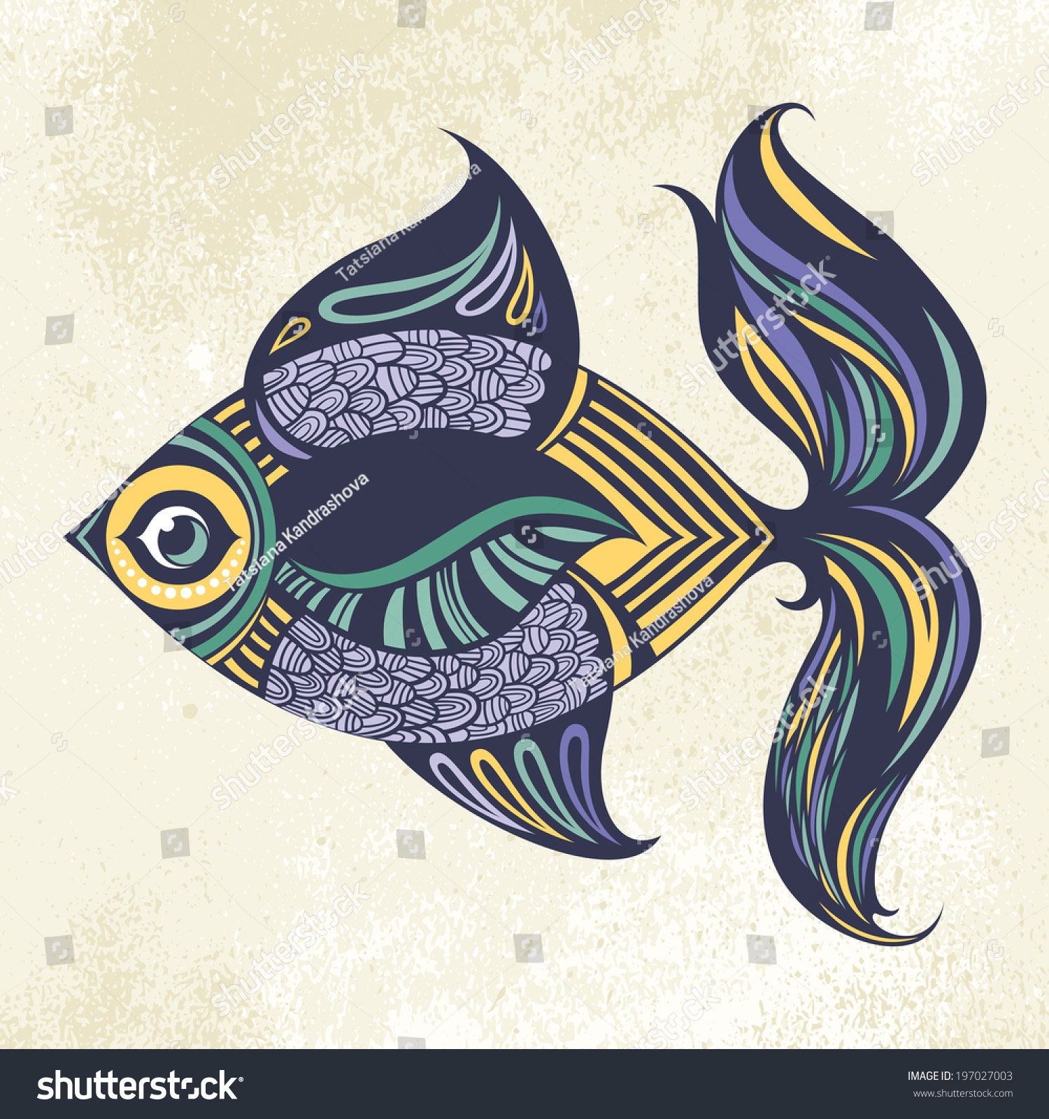 Cartoon Colored Fish Vector Illustration: เวกเตอร์สต็อก (ปลอดค่า ...