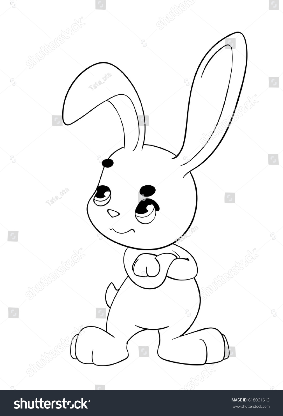Cartoon Coloring Book Rabbit Stock Vector (Royalty Free) 618061613
