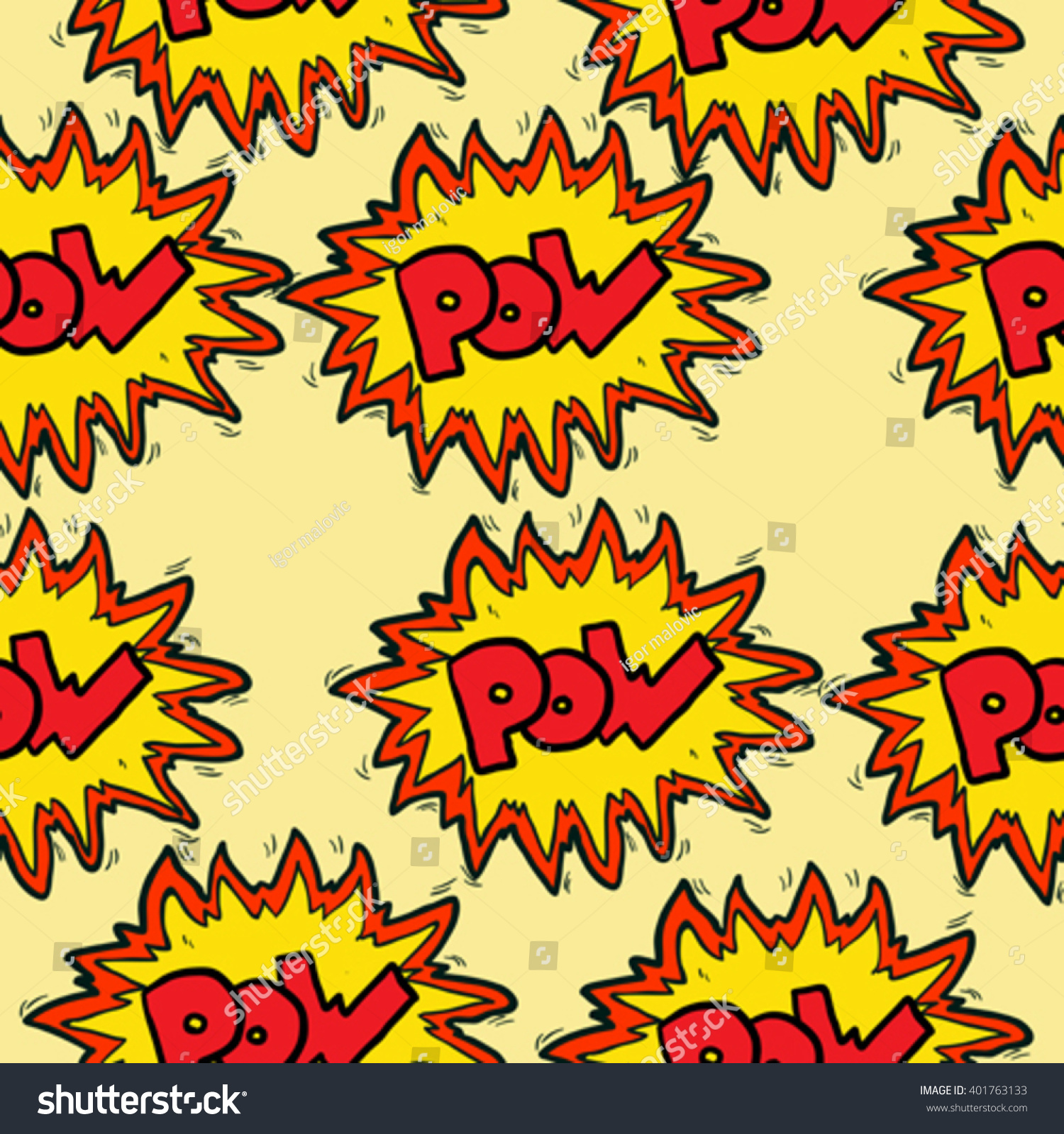 Cartoon Comic Book Pow Symbol Seamless Stock Vector 401763133 ...
