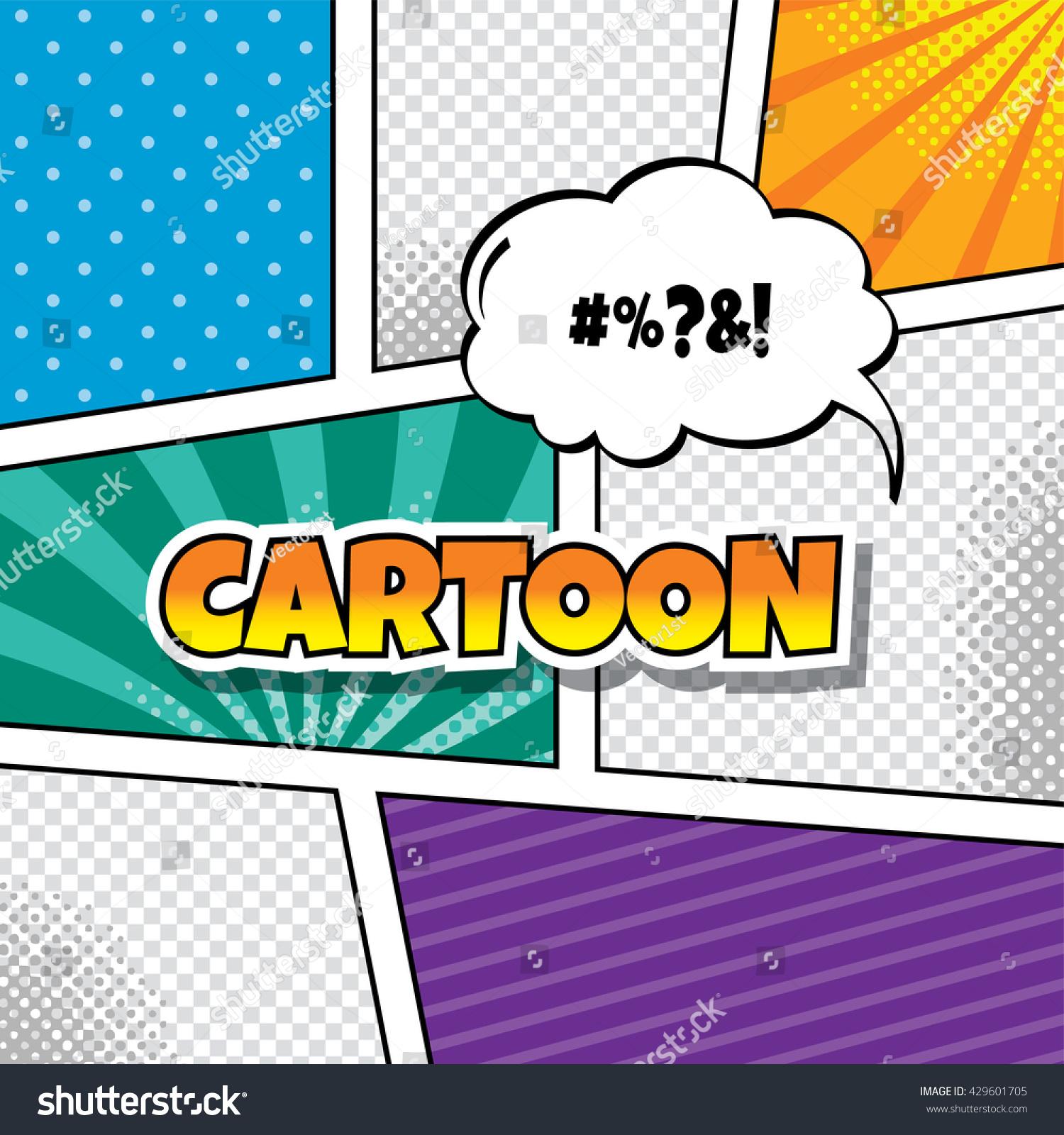 Cartoon Comic Book Template Theme Vector Stock Vector (Royalty Free ...