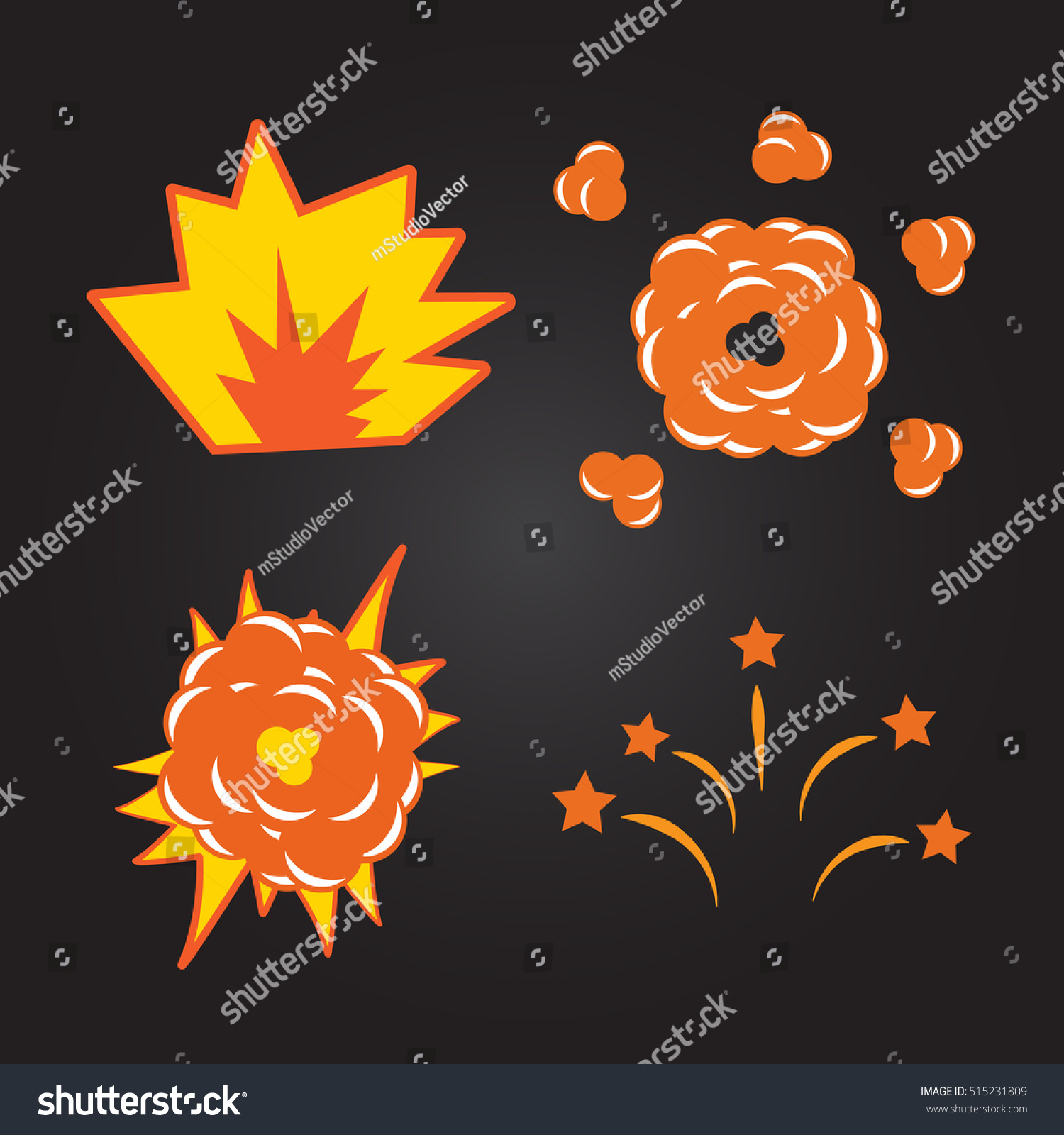 Cartoon Comic Burst Explosion Set Vector Stock Vector (Royalty Free ...
