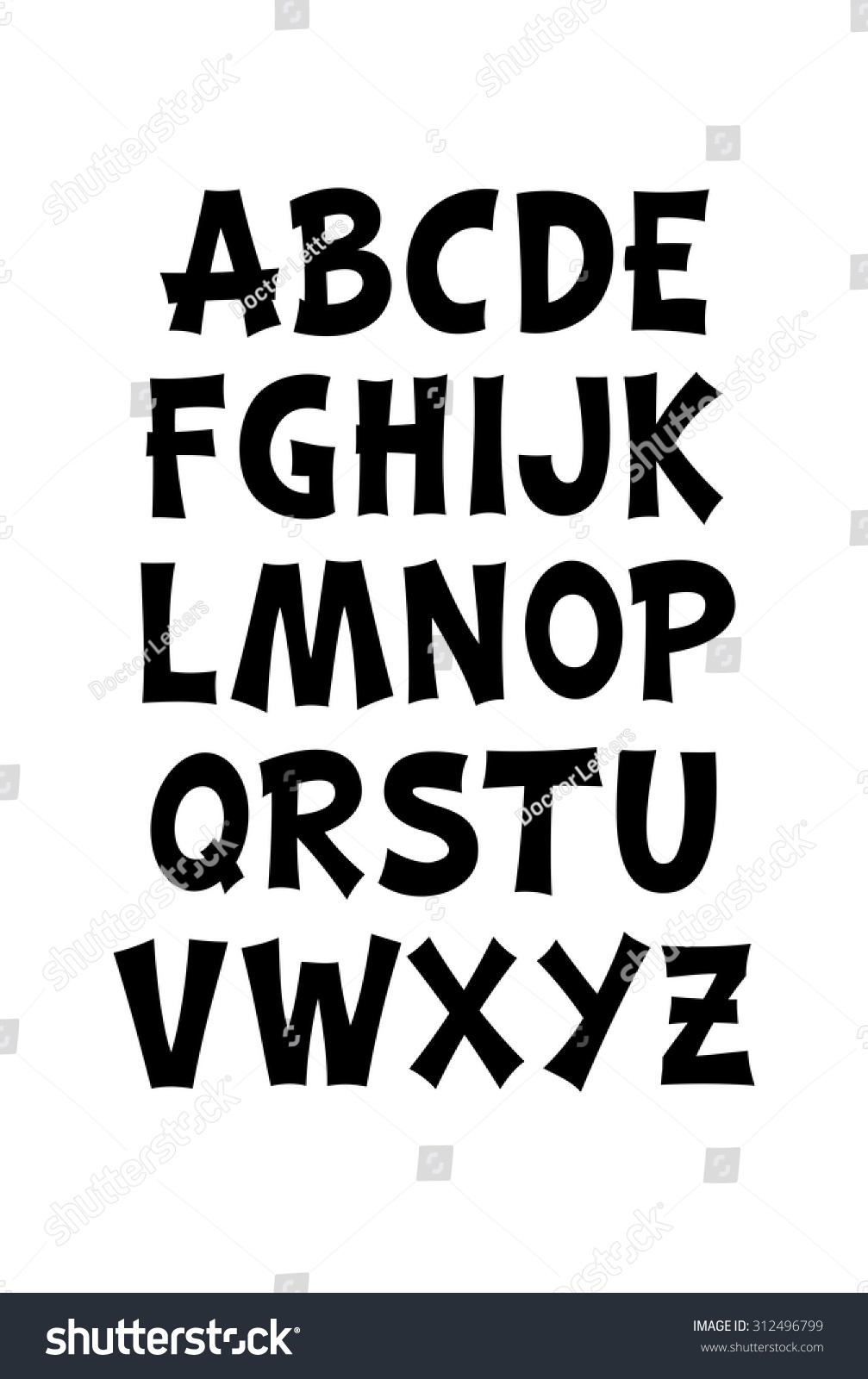 Cartoon Comic Graffiti Font Alphabet Vector เวกเตอร์สต็อก ปลอดค่า