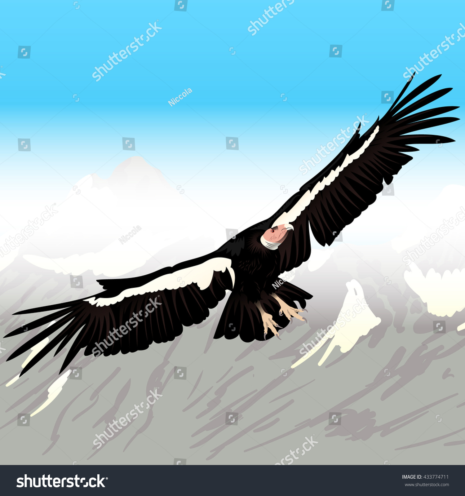 Cartoon Condor Flying Background Stock Vector (Royalty Free) 433774711 ...