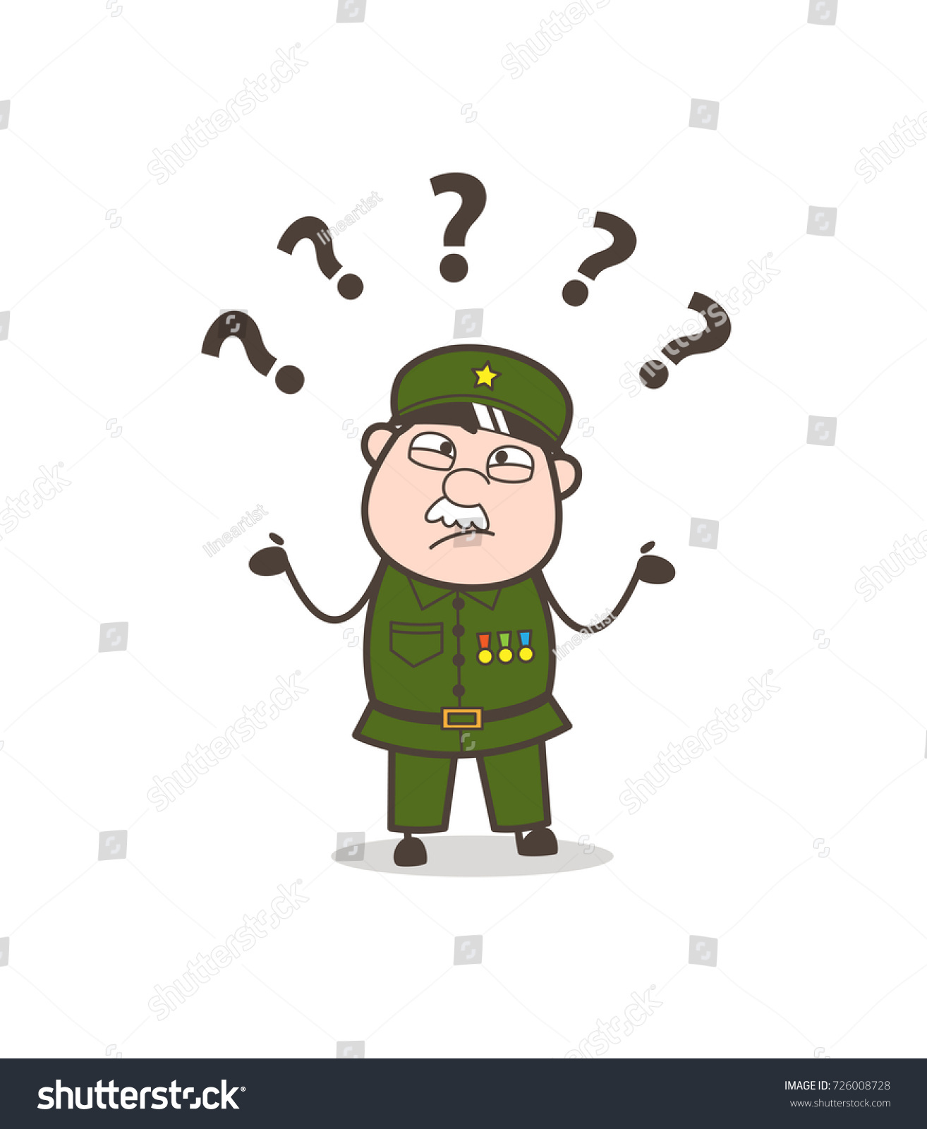 Cartoon Confused Sergeant Face Vector Illustration Stock Vector ...