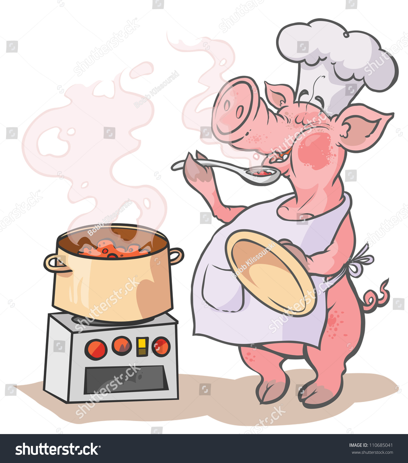 Cartoon Cook Pig Stock Vector (Royalty Free) 110685041 | Shutterstock