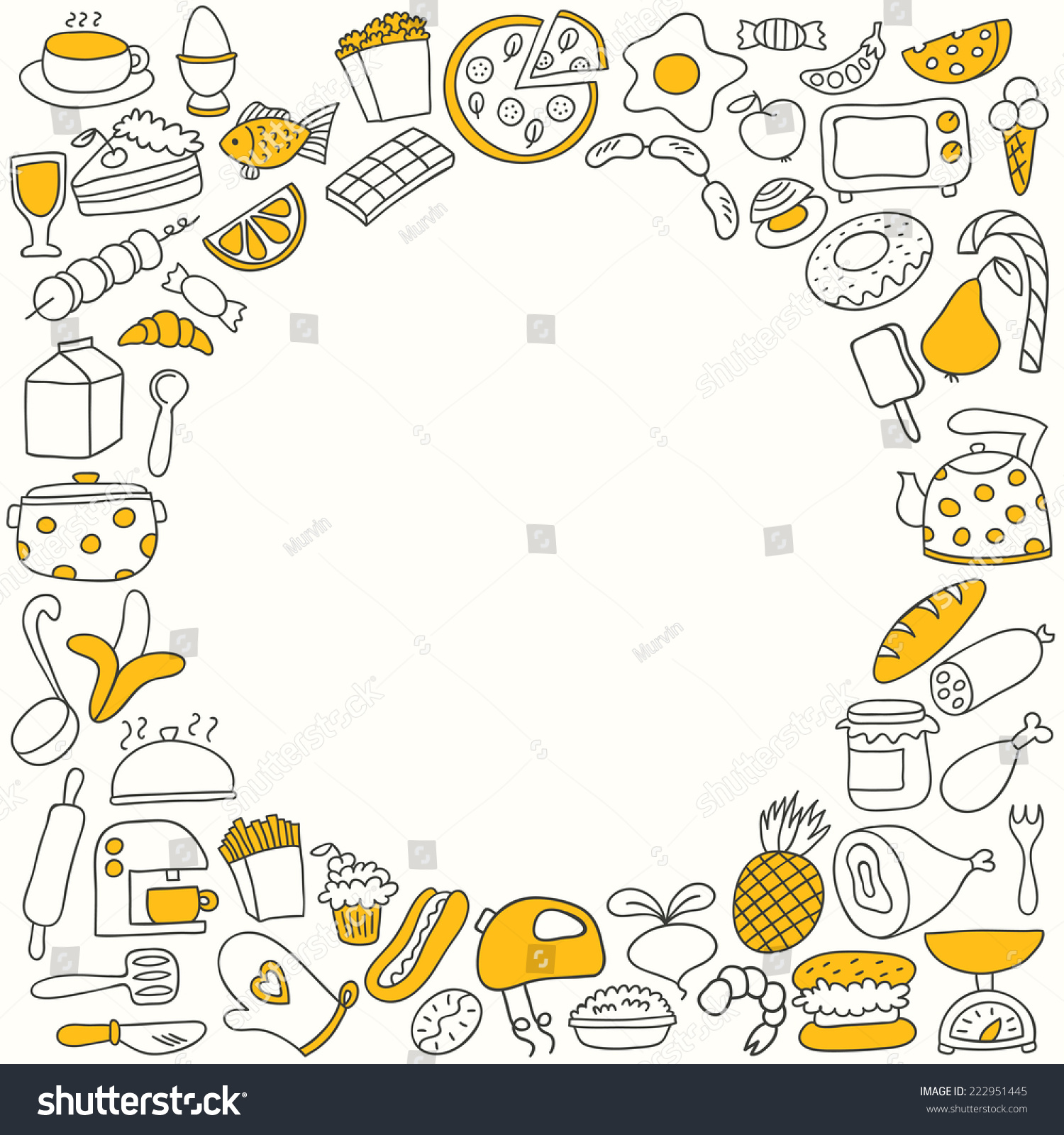 Cartoon Cooking Frame Vector Illustration Stock Vector (Royalty Free ...