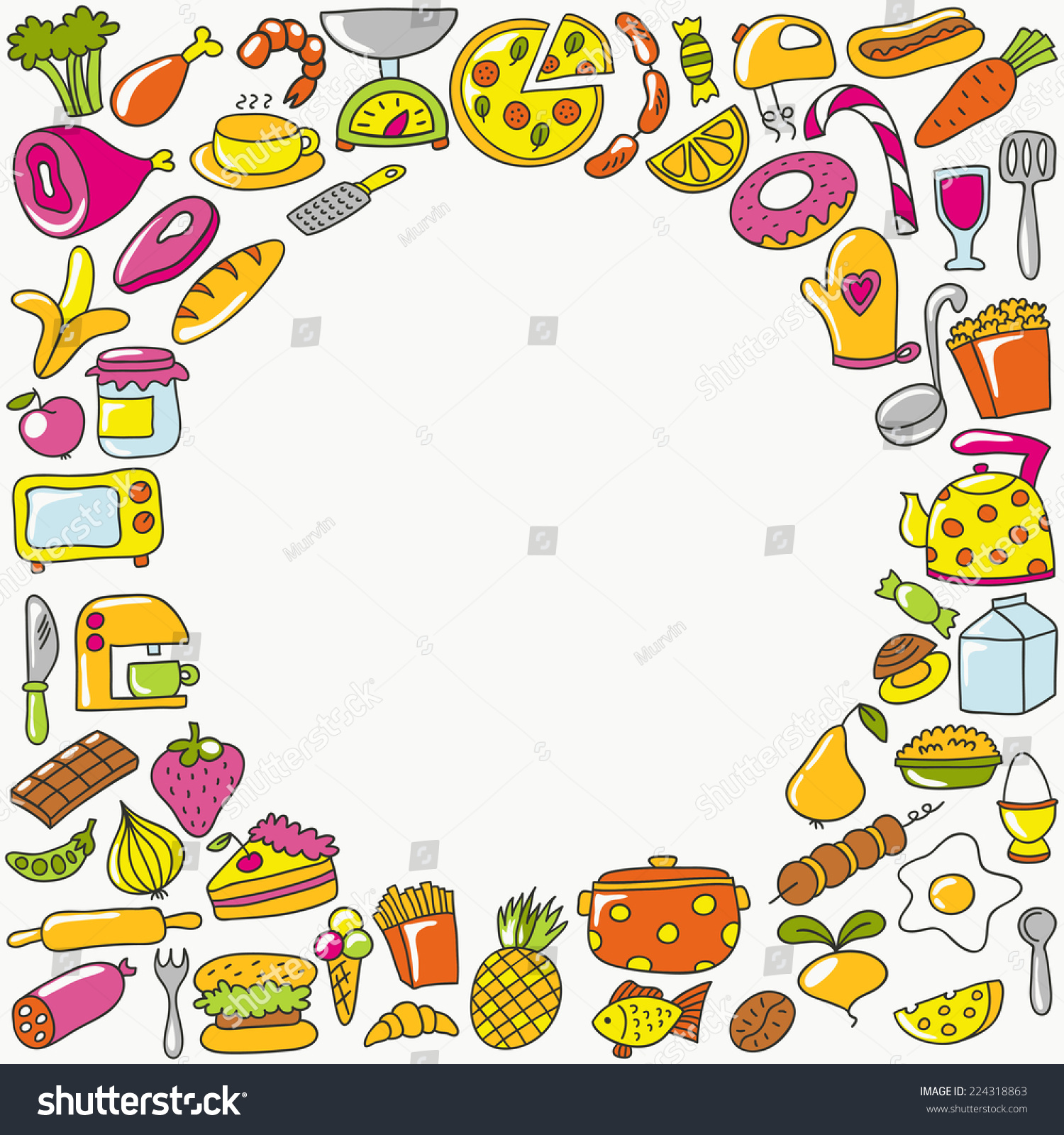 Cartoon Cooking Frame Vector Illustration Stock Vector (Royalty Free ...