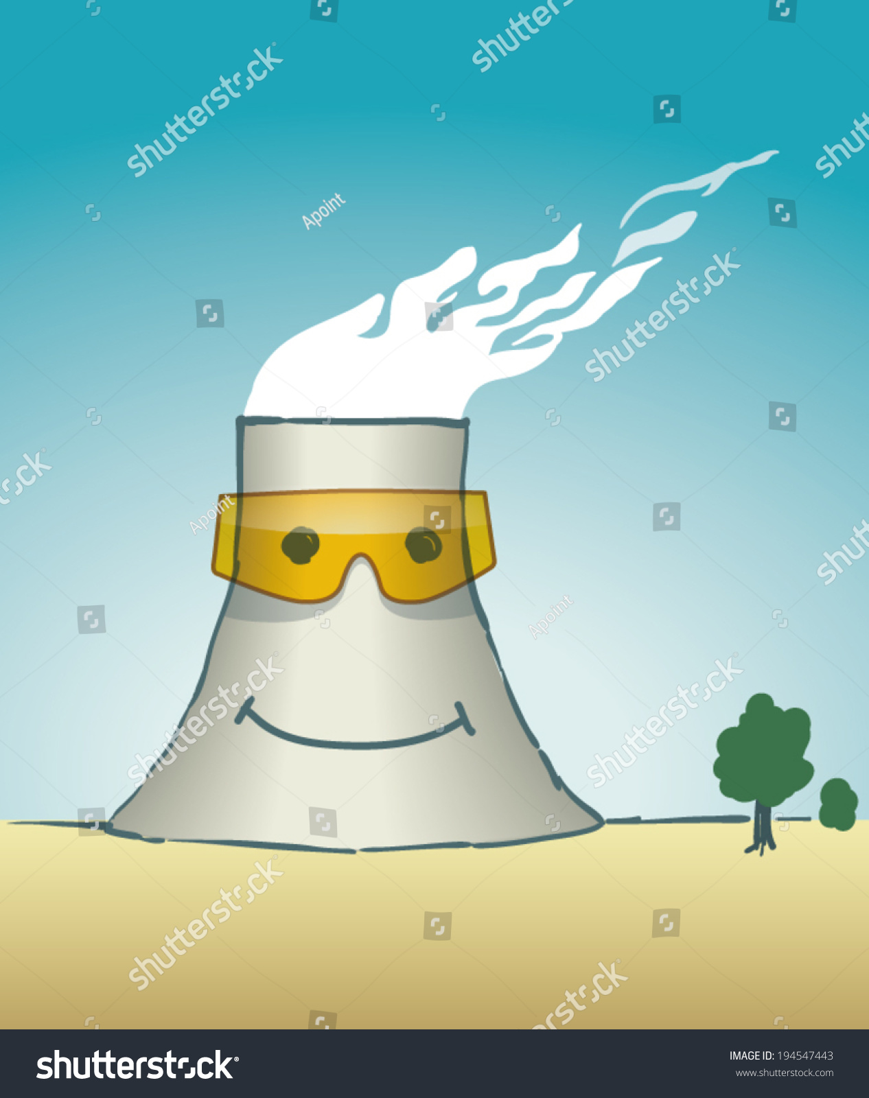 Cartoon Cooling Tower: vector de stock (libre de regalías) 194547443 ...