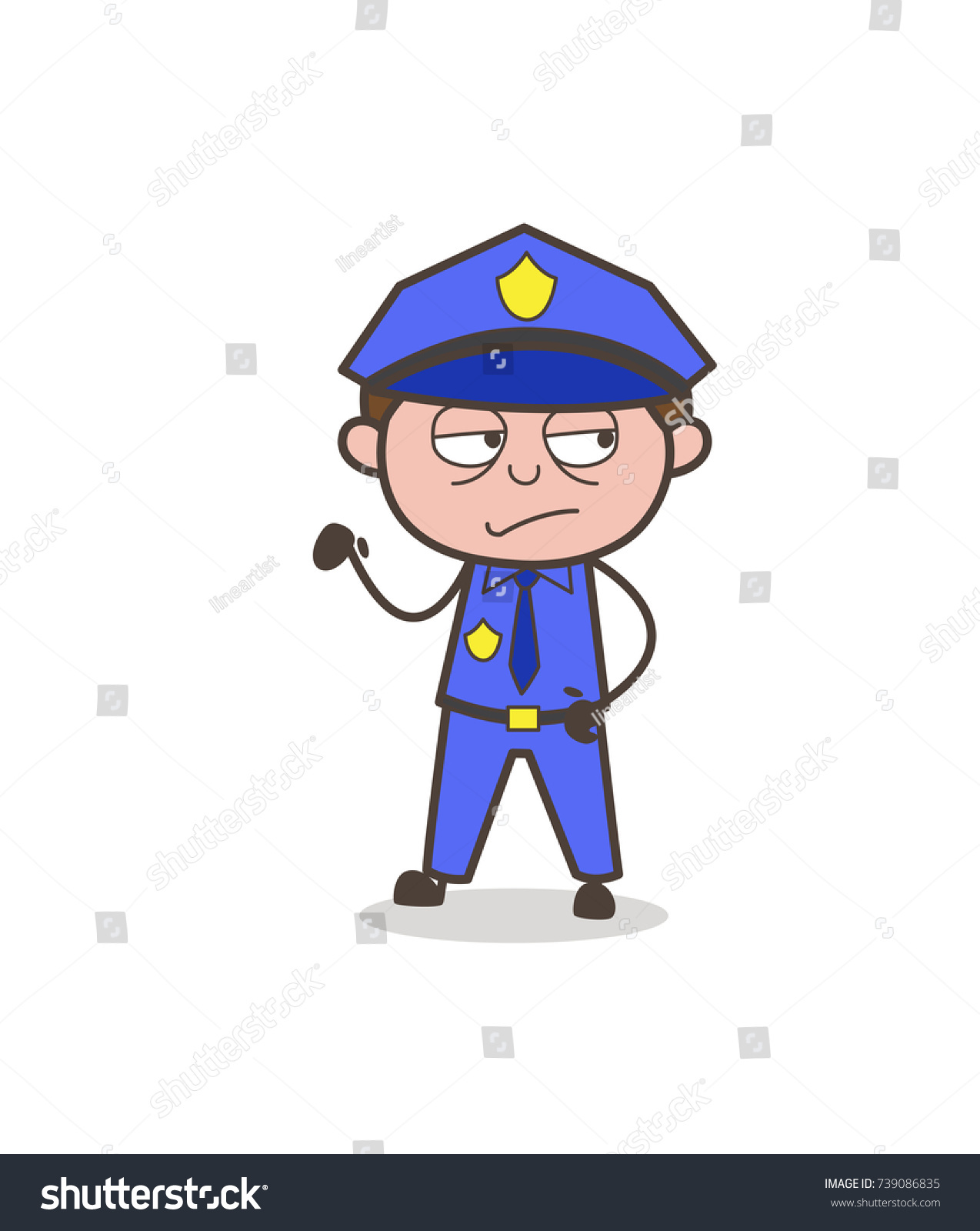 Cartoon Cop Unamused Face Vector: vector de stock (libre de regalías ...