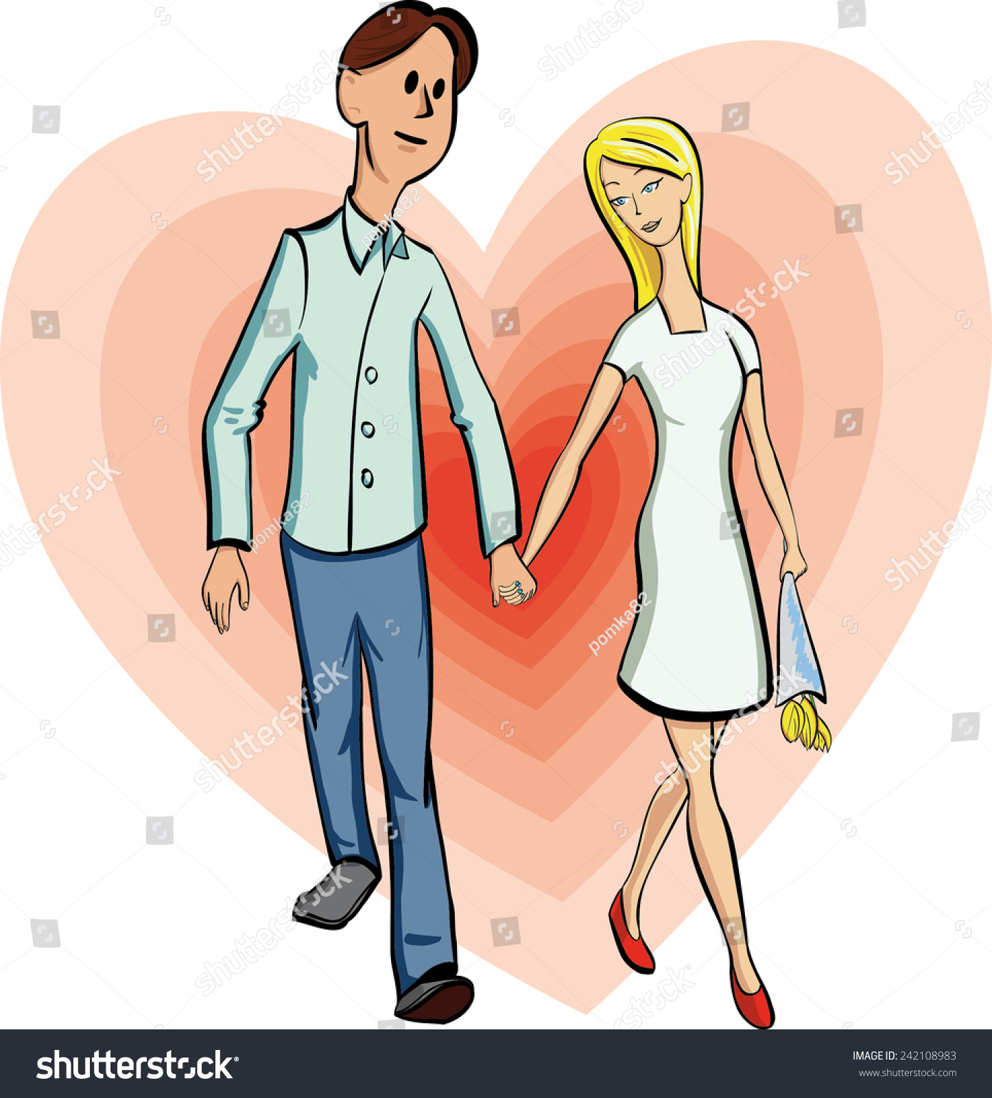 Cartoon Couple Date Stock Vector (Royalty Free) 242108983 | Shutterstock