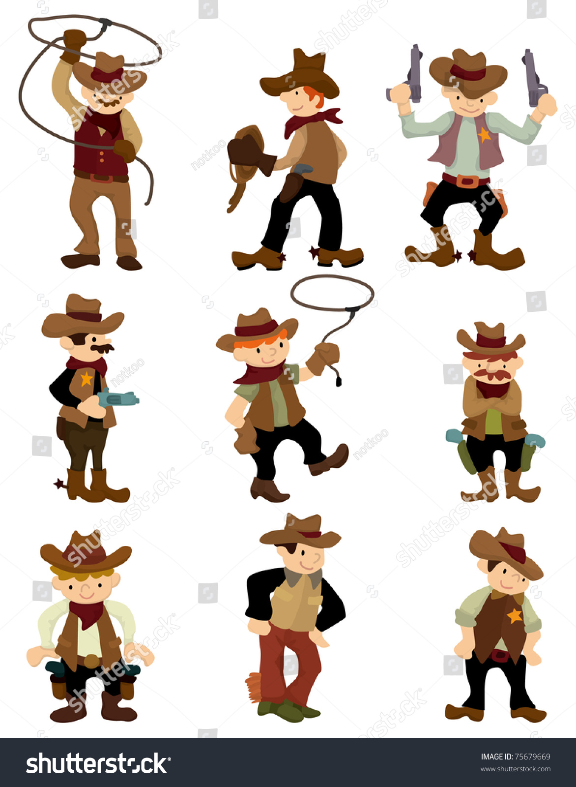 Cartoon Cowboy Icon Stock Vector (Royalty Free) 75679669
