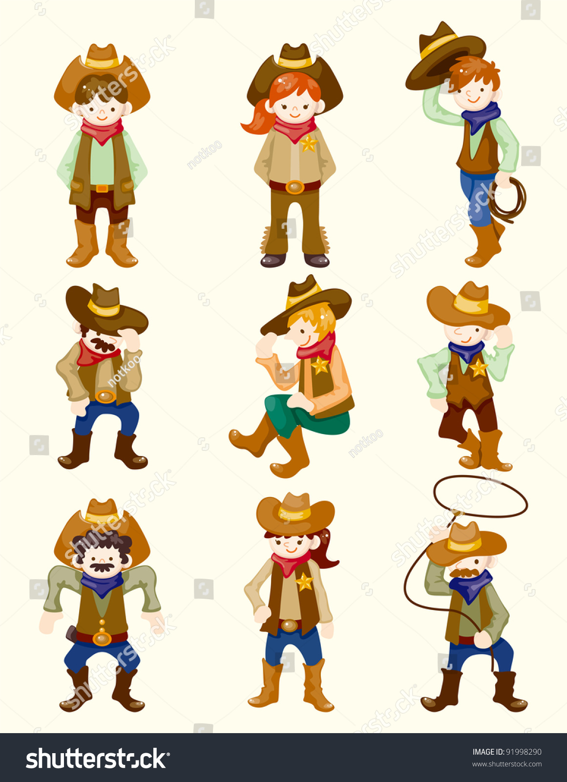 Cartoon Cowboy Icon: vetor stock (livre de direitos) 91998290 ...
