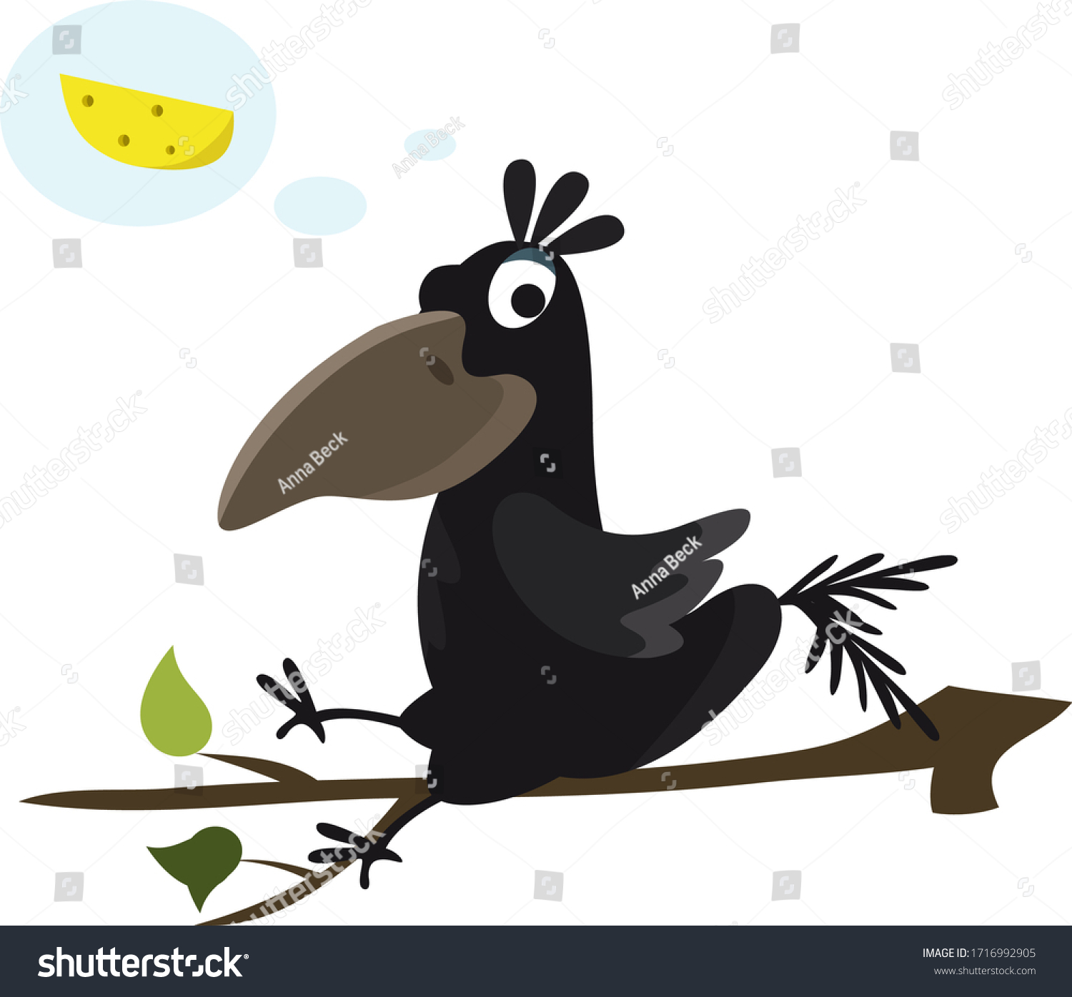 Cartoon Crow Vector Image Cheese Stock Vector (Royalty Free) 1716992905