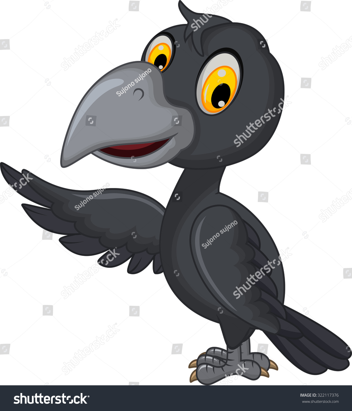 Cartoon Crow Waving Stock Vector (Royalty Free) 322117376