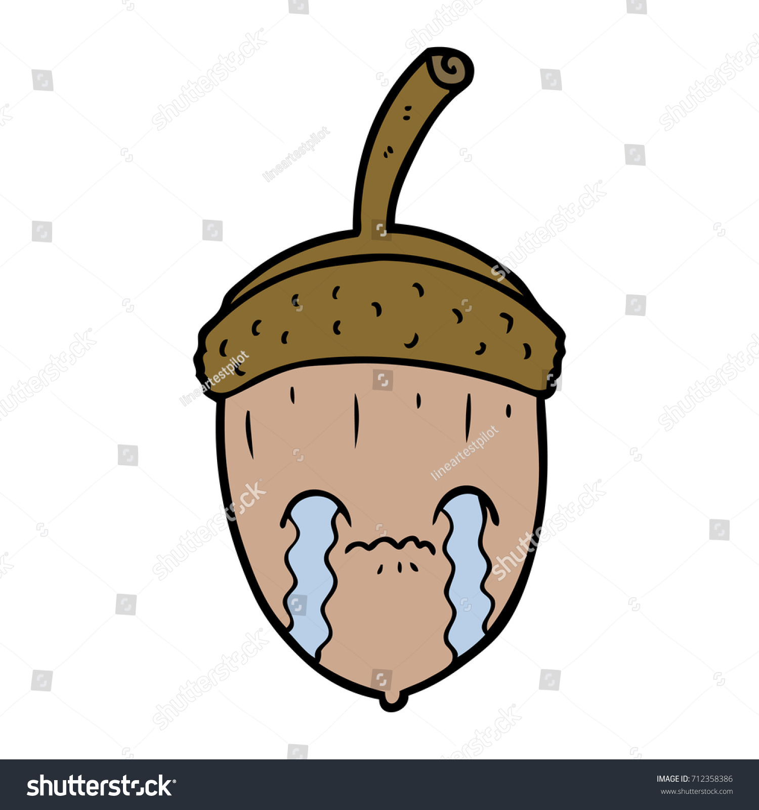 Cartoon Crying Acorn Stock Vector (Royalty Free) 712358386