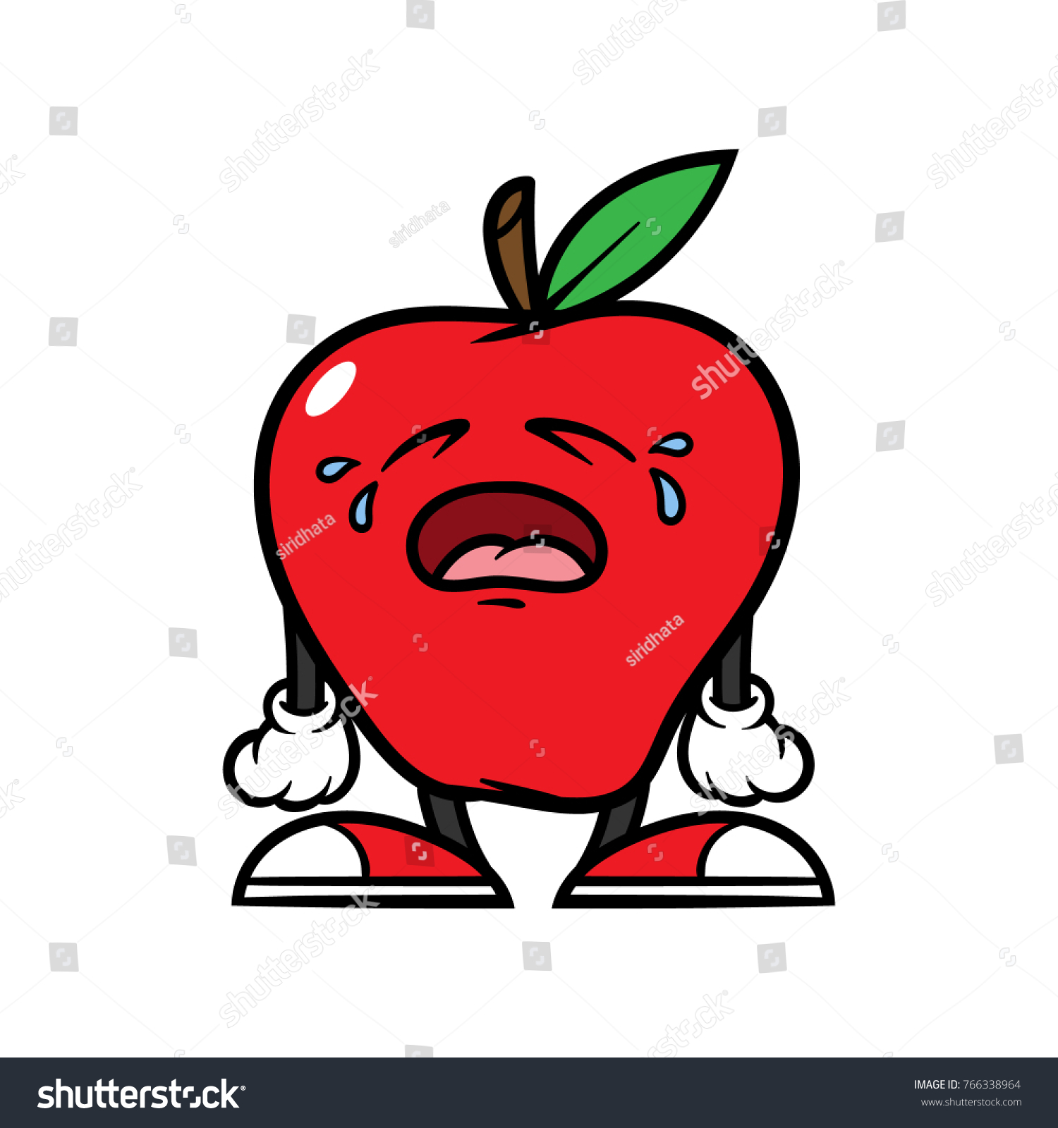 Cartoon Crying Apple Character Stock Vector (Royalty Free) 766338964