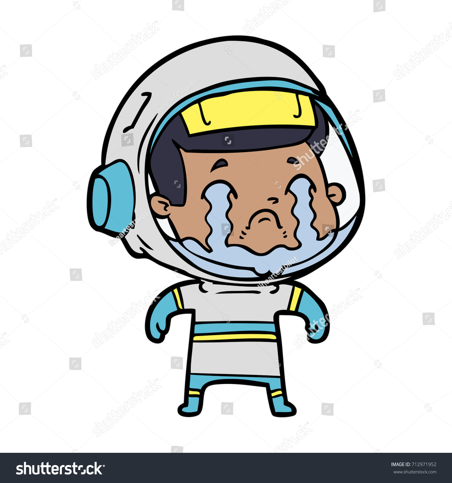 Cartoon Crying Astronaut Stock Vector (Royalty Free) 712971952