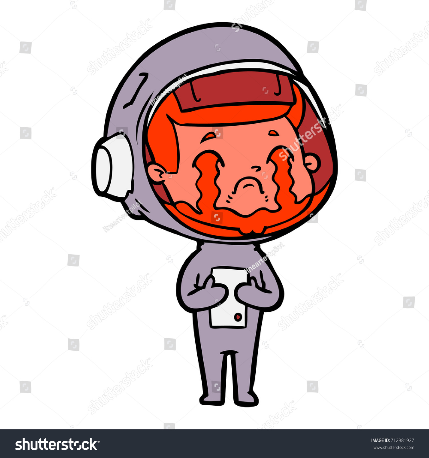 Cartoon Crying Astronaut Stock Vector (Royalty Free) 712981927