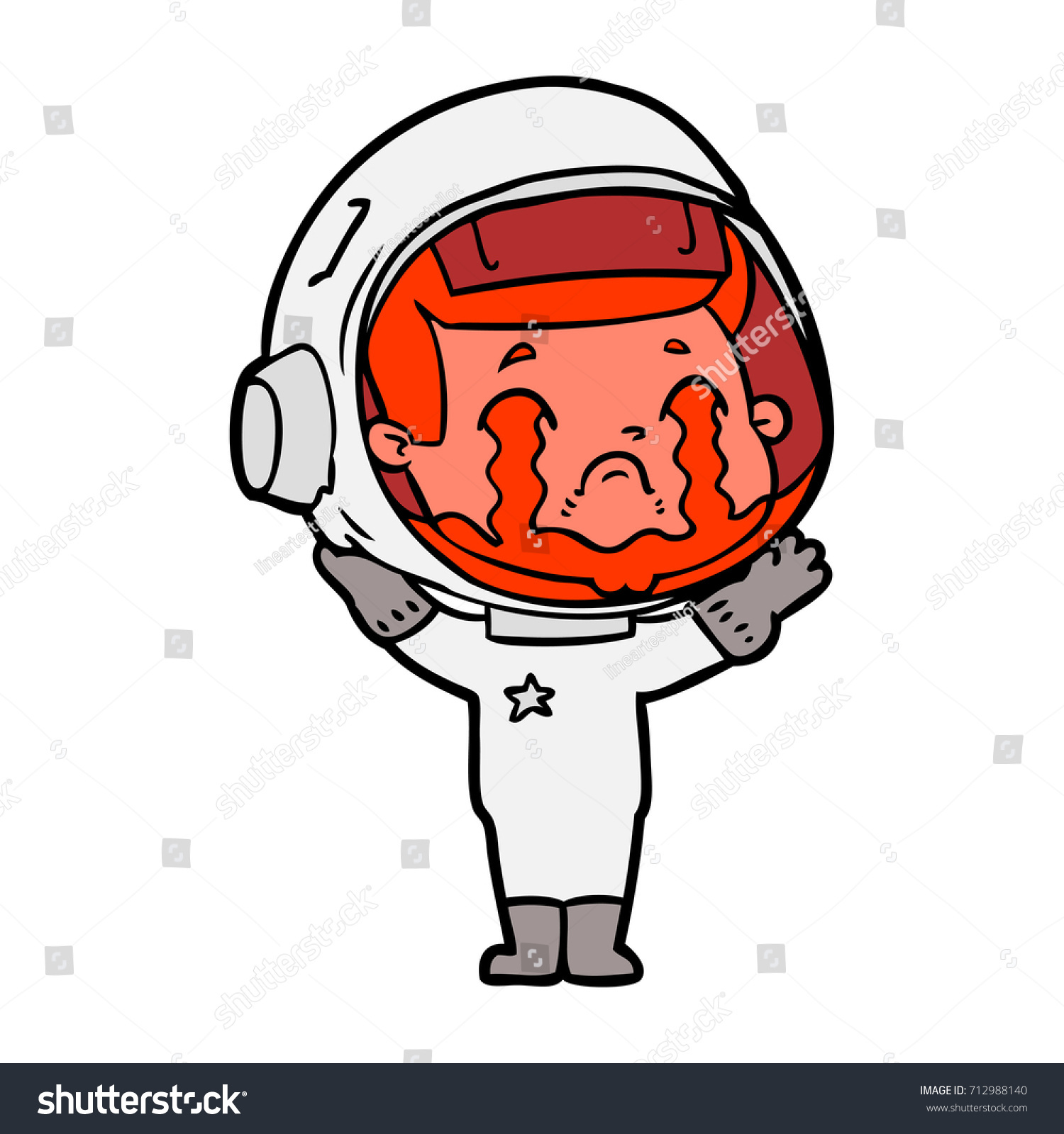 Cartoon Crying Astronaut Stock Vector (Royalty Free) 712988140 ...