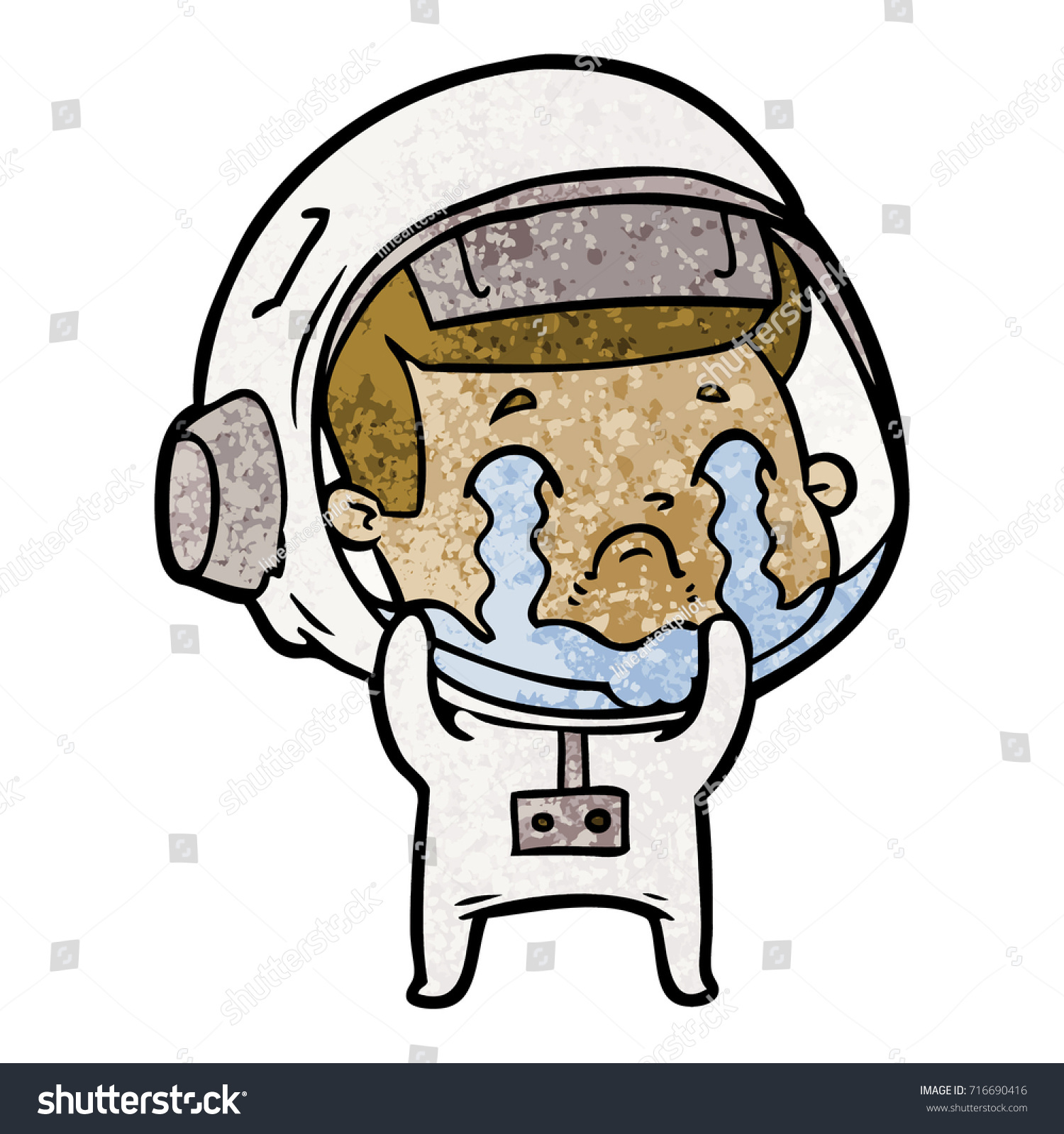 Cartoon Crying Astronaut Stock Vector (Royalty Free) 716690416