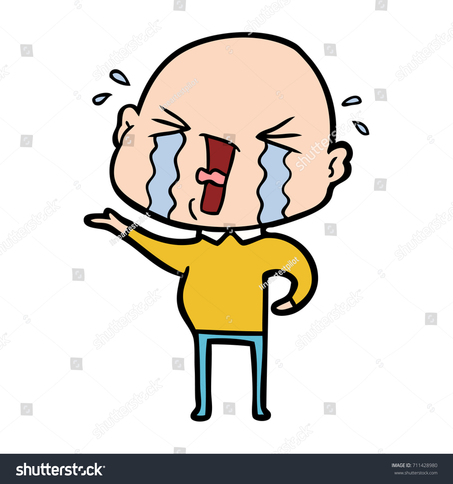 Cartoon Crying Bald Man Stock Vector (Royalty Free) 711428980