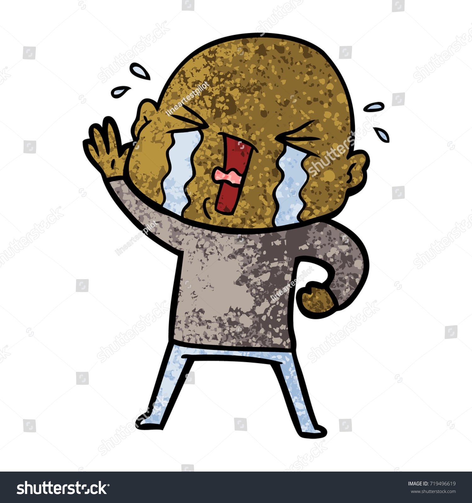 Cartoon Crying Bald Man Stock Vector (Royalty Free) 719496619 ...
