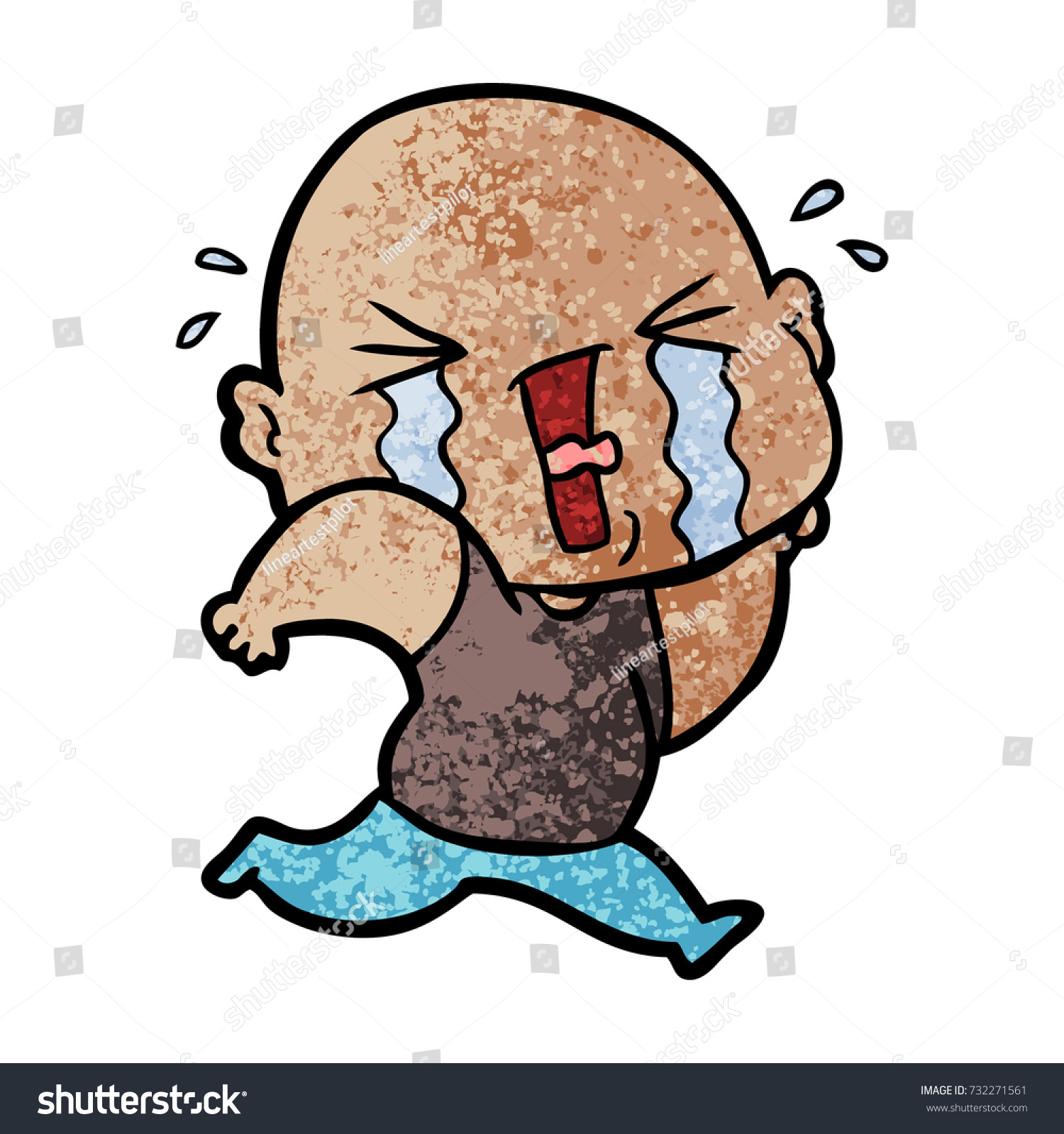 Cartoon Crying Bald Man Stock Vector (Royalty Free) 732271561 ...