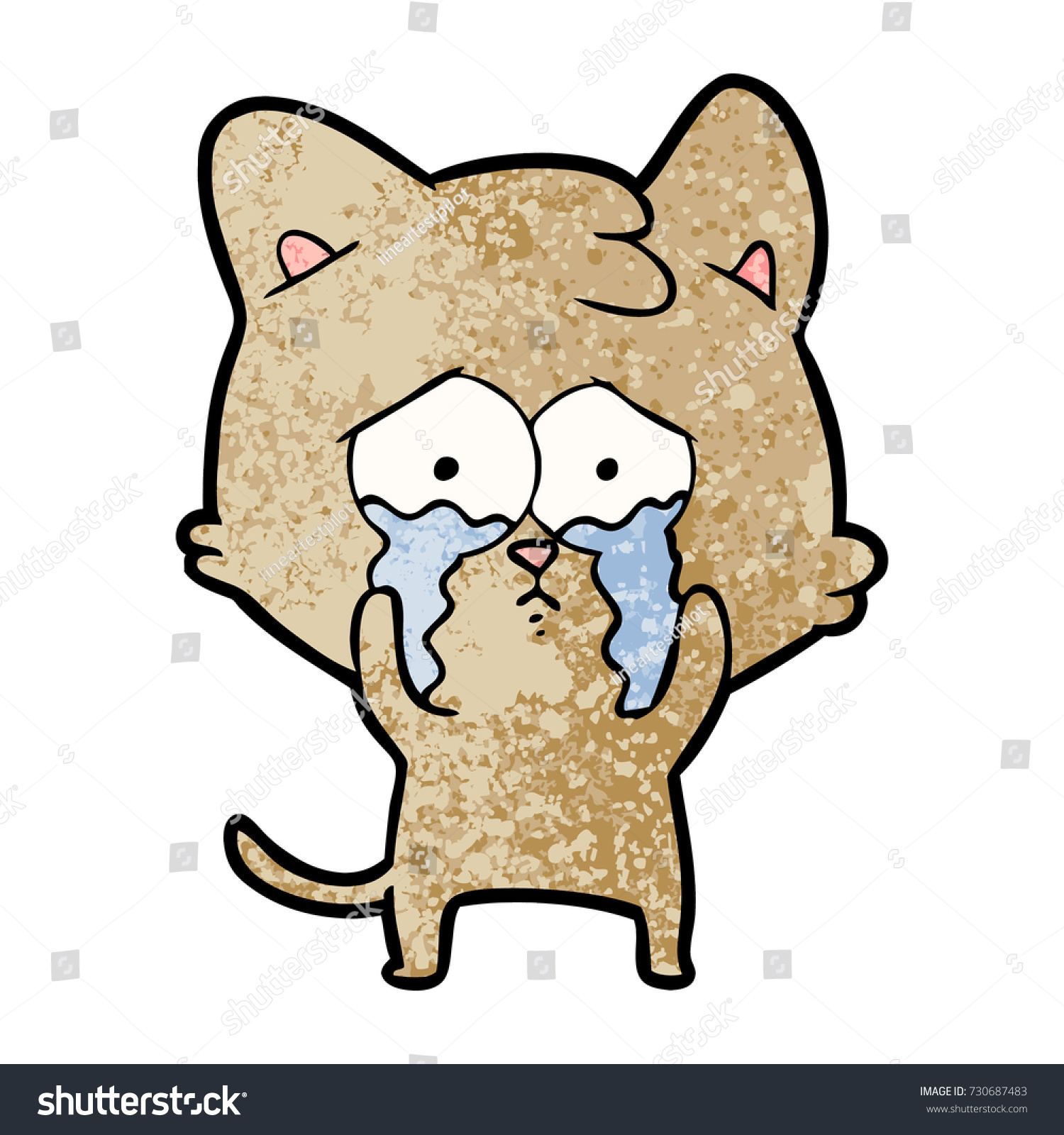 Cartoon Crying Cat Stock Vector (Royalty Free) 730687483 | Shutterstock