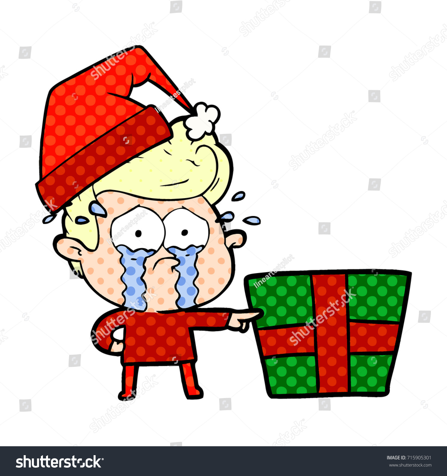 Cartoon Crying Christmas Boy Stock Vector (Royalty Free) 715905301 ...