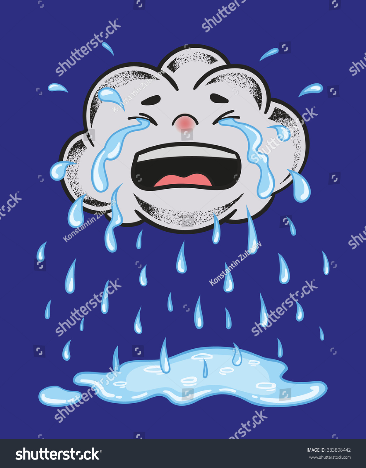 Cartoon Crying Cloud Tears Like Rain Stock Vector (Royalty Free) 383808442