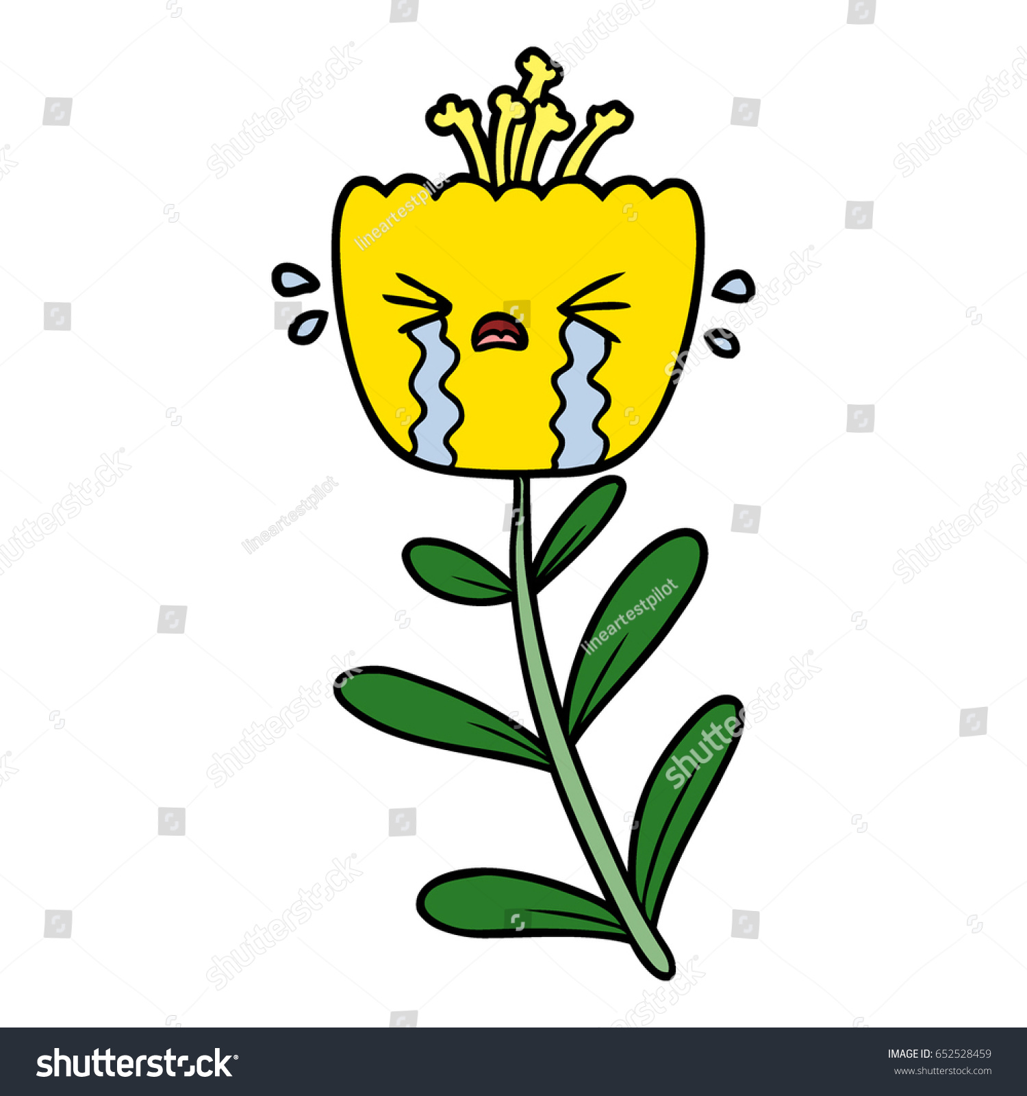 Cartoon Crying Flower Stock Vector (Royalty Free) 652528459