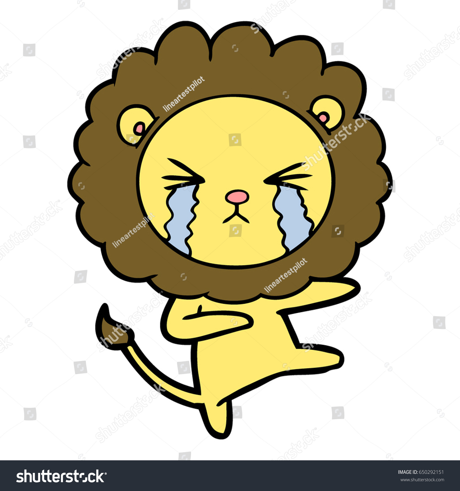 león de caricatura llorando: vector de stock (libre de regalías ...