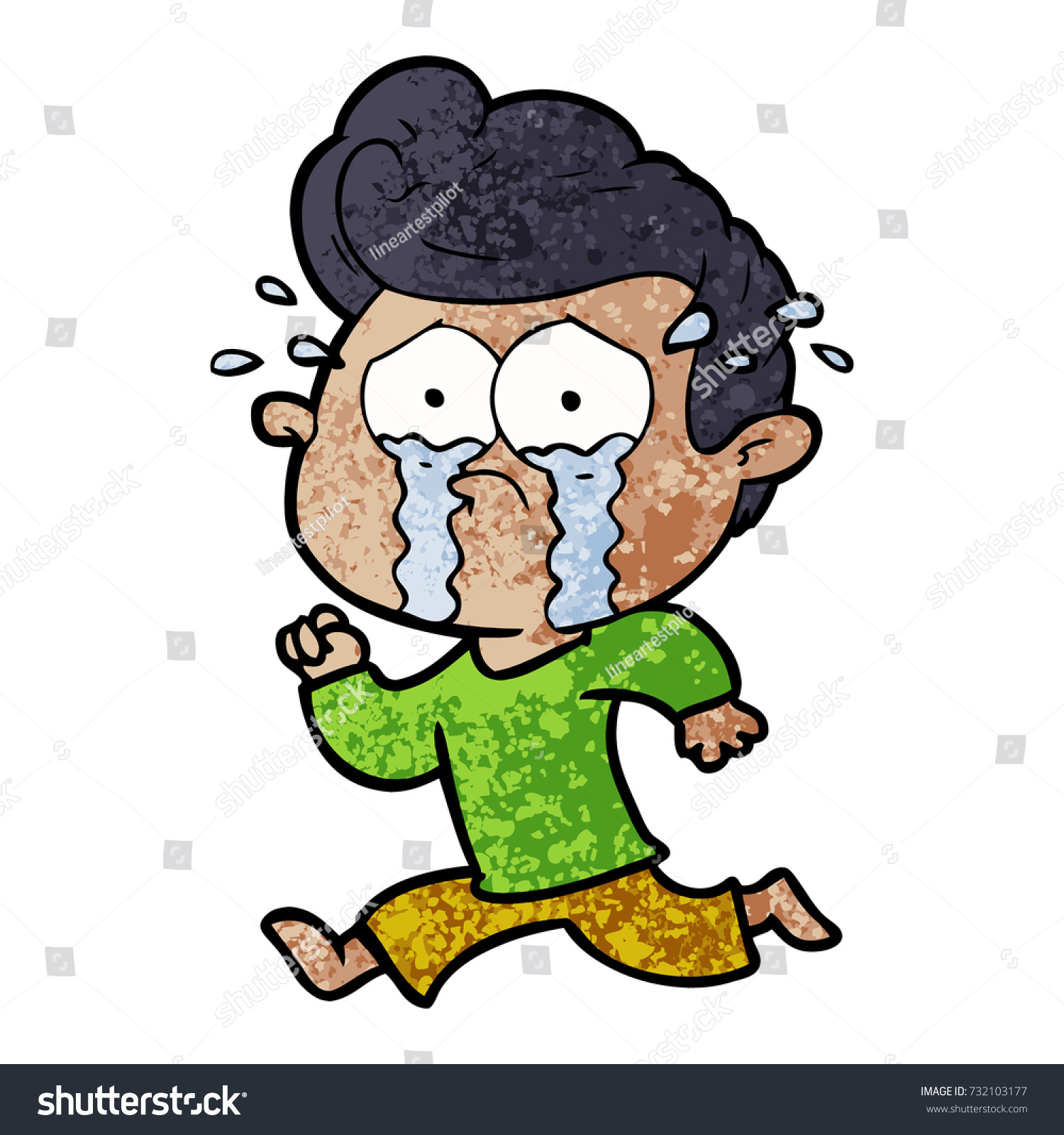 Cartoon Crying Man Running Stock Vector (Royalty Free) 732103177 ...