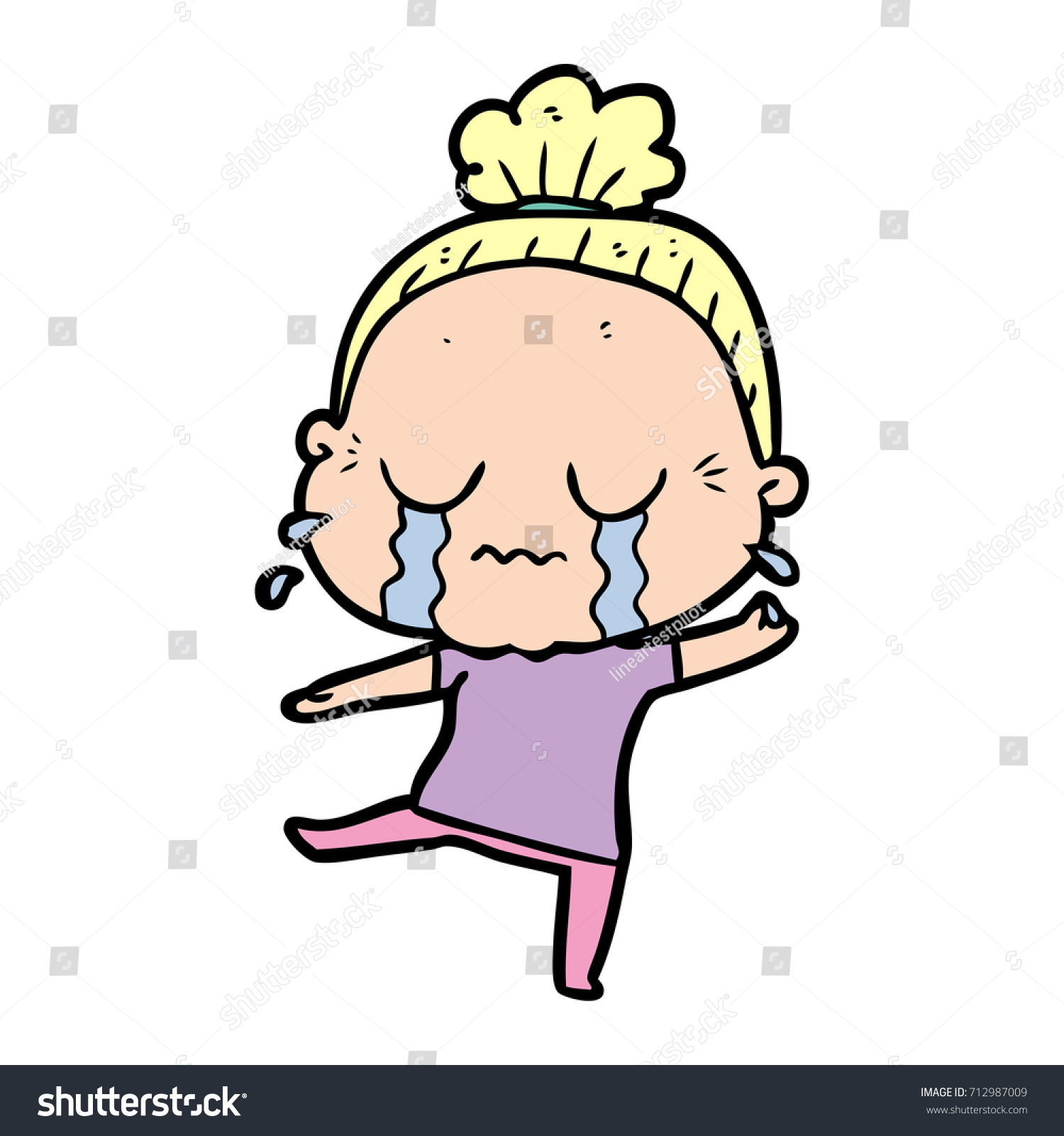 Cartoon Crying Old Lady: เวกเตอร์สต็อก (ปลอดค่าลิขสิทธิ์) 712987009 ...