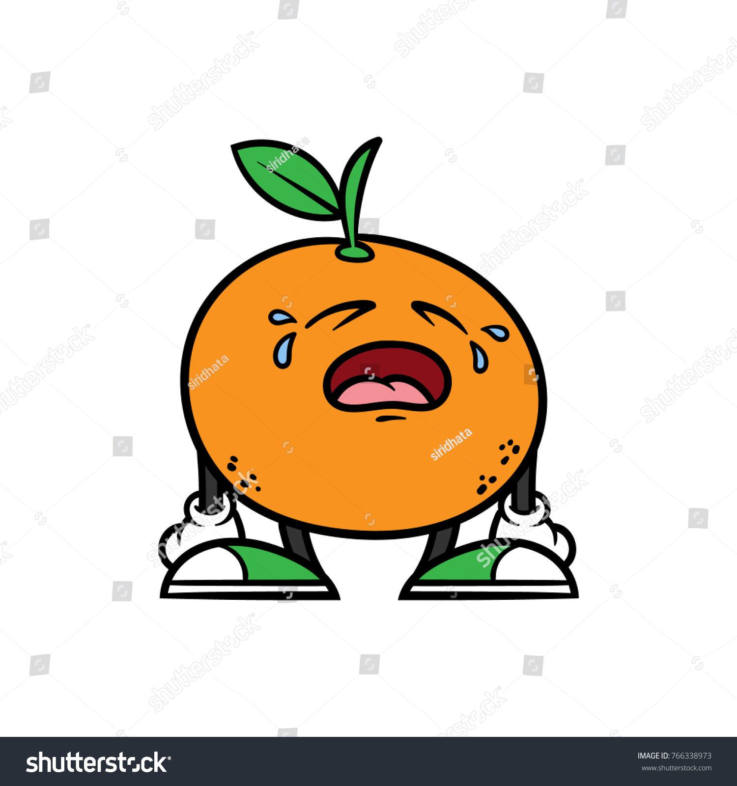 Cartoon Crying Orange Character Stock Vector (Royalty Free) 766338973
