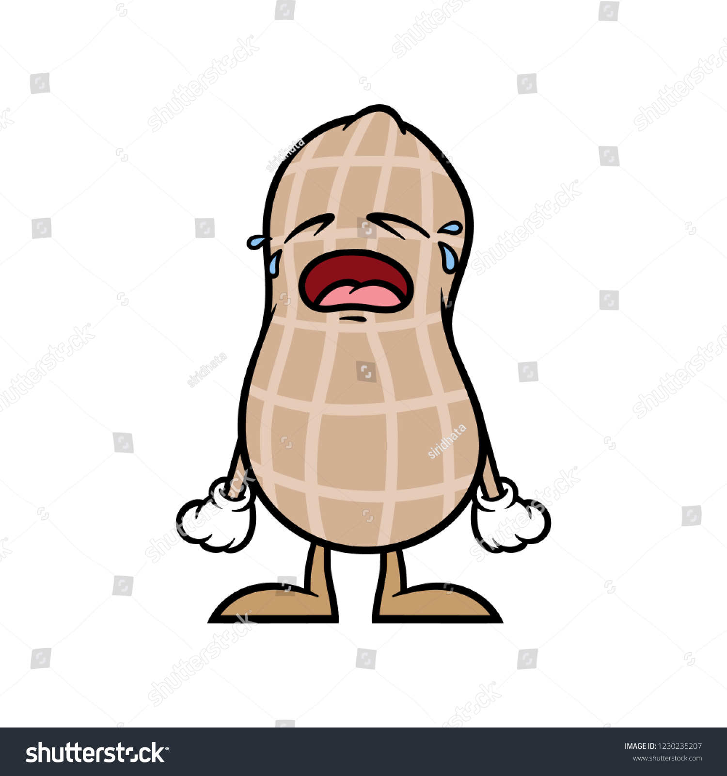 Cartoon Crying Peanut Character Stock Vector (Royalty Free) 1230235207 ...