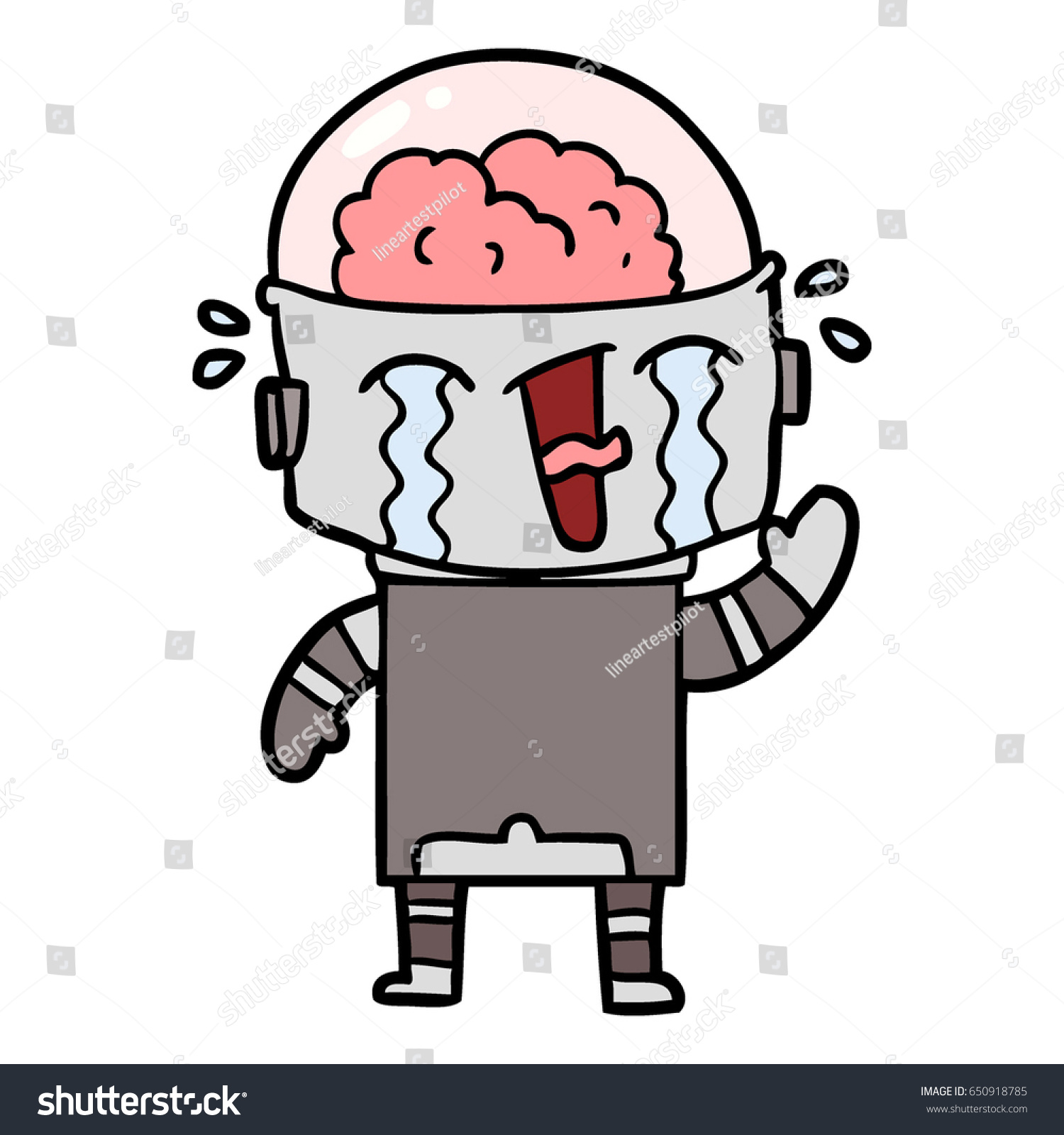 Cartoon Crying Robot Waving Stock Vector (Royalty Free) 650918785
