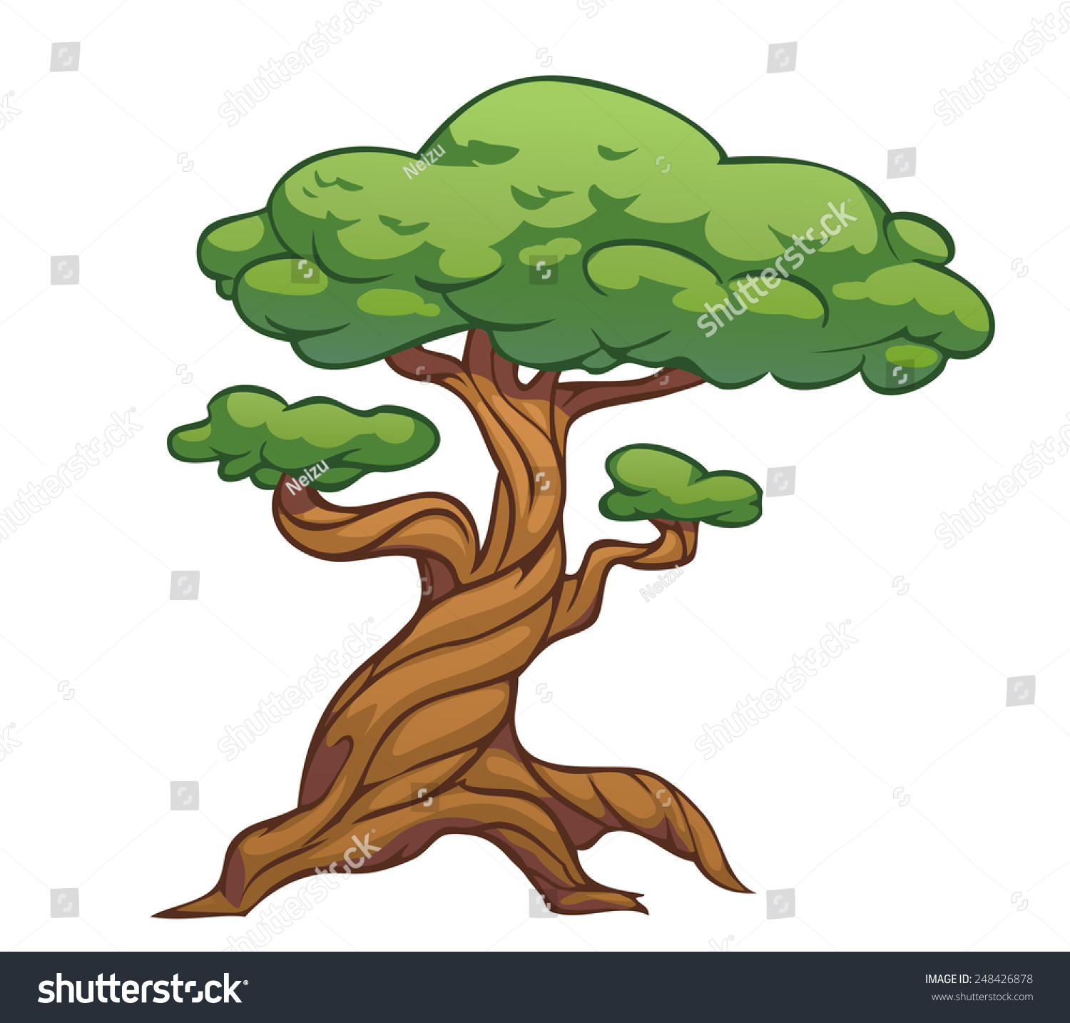Cartoon Curvy Tree Stock Vector (Royalty Free) 248426878