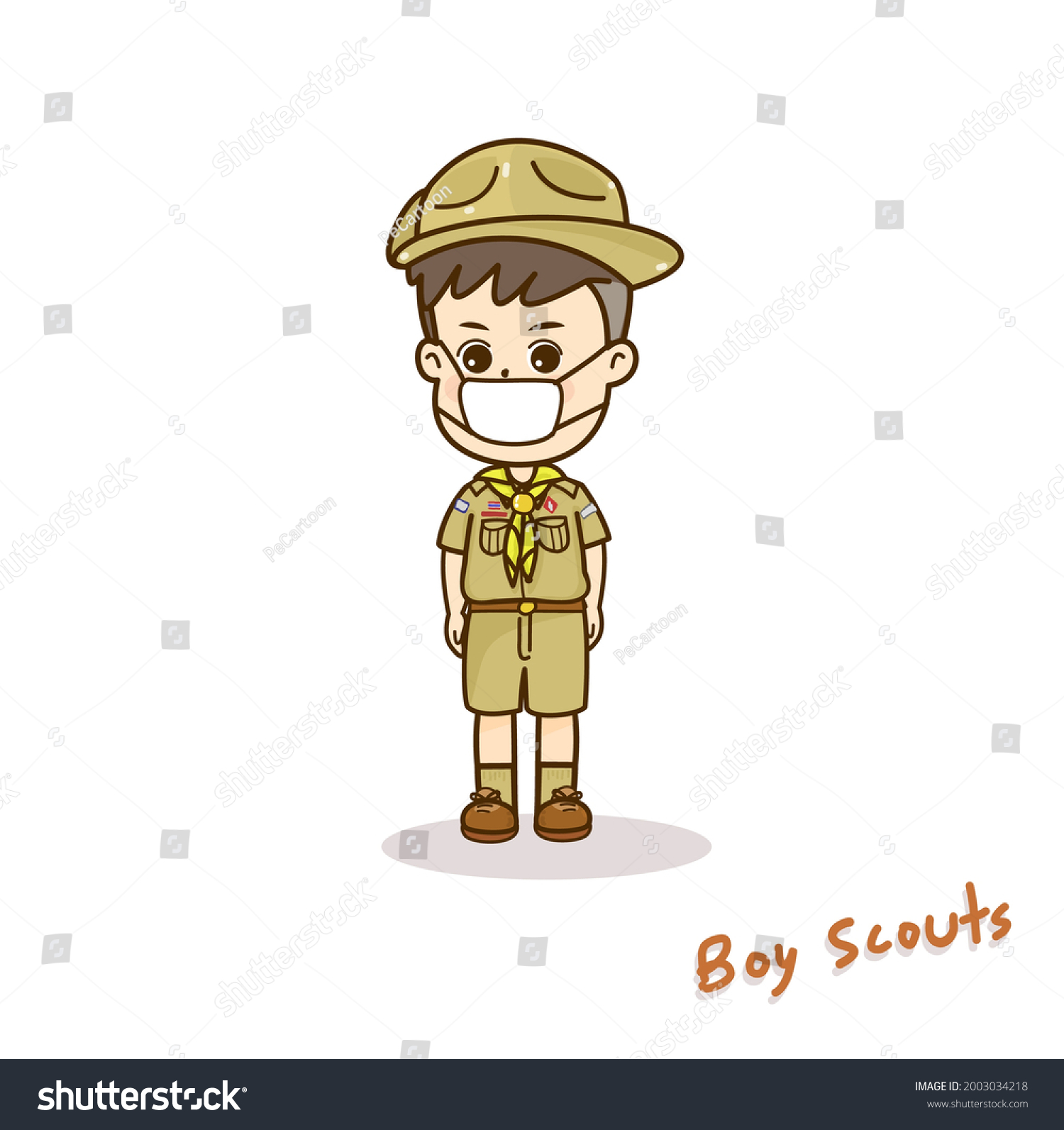 Cartoon Cute Boy Scouts Vector Stock Vector (Royalty Free) 2003034218
