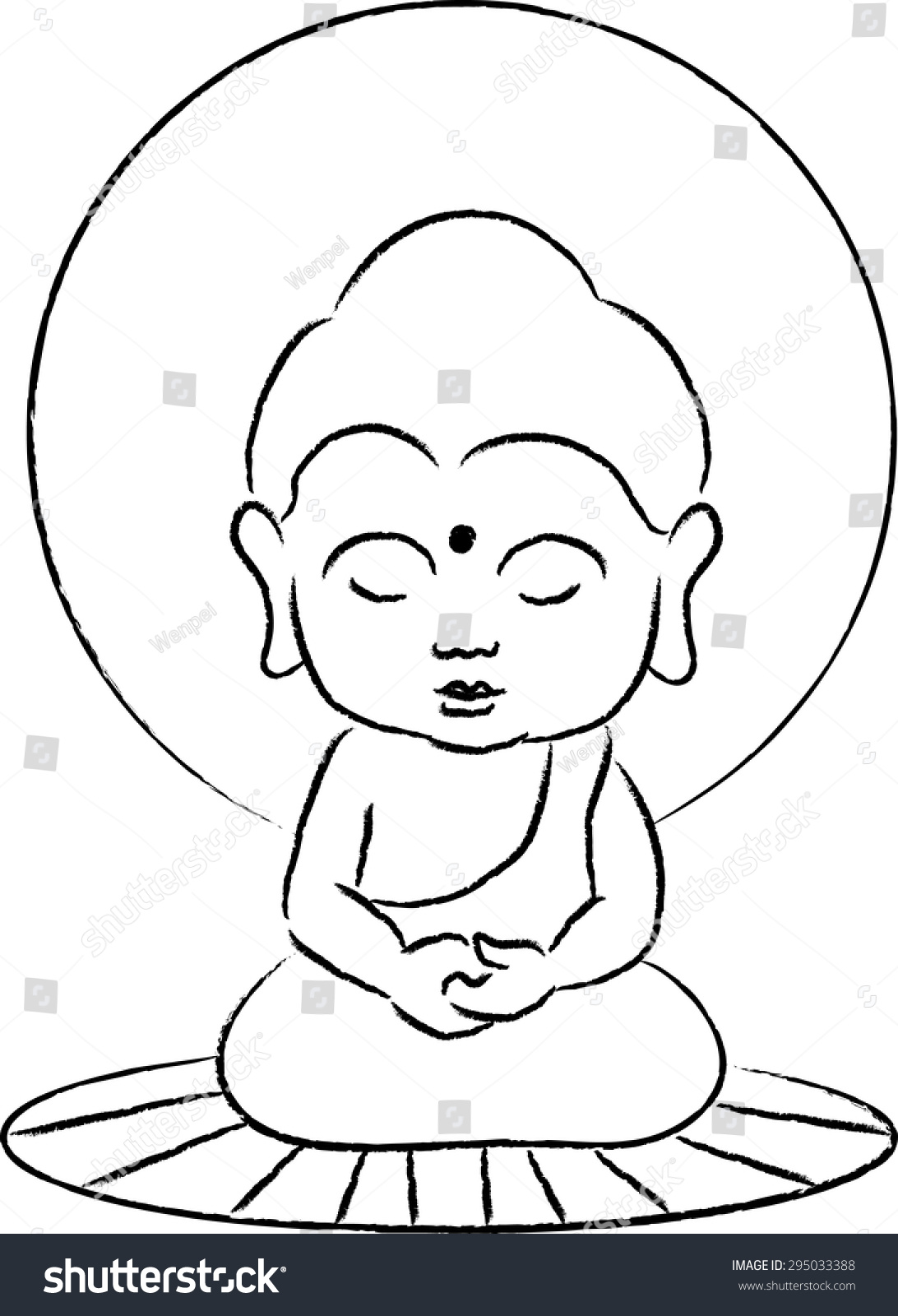 Cartoon Cute Buddha Stock Vector (Royalty Free) 295033388