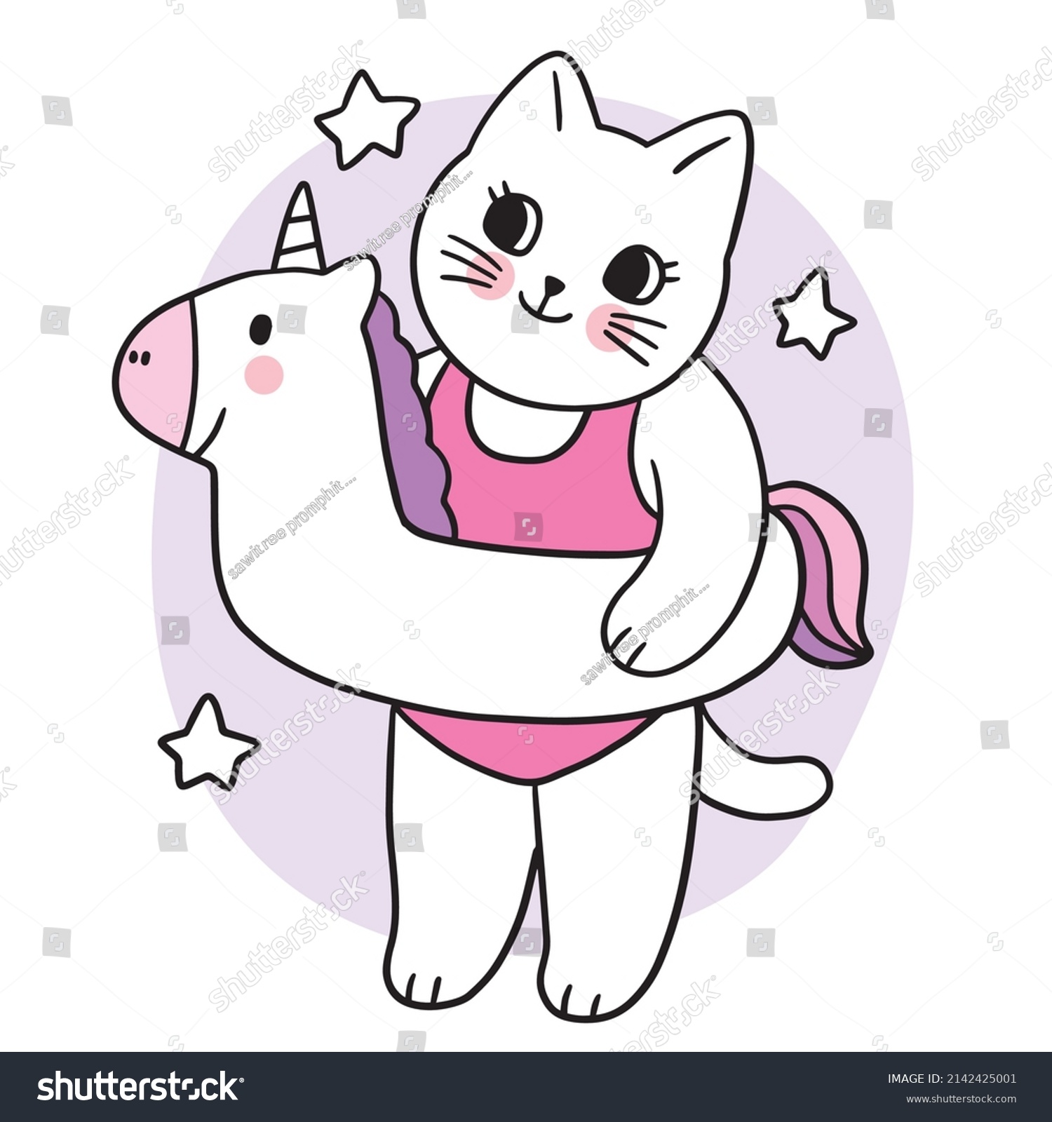 Cartoon Cute Cat Swimming Vector Stock Vector (Royalty Free) 2142425001 ...
