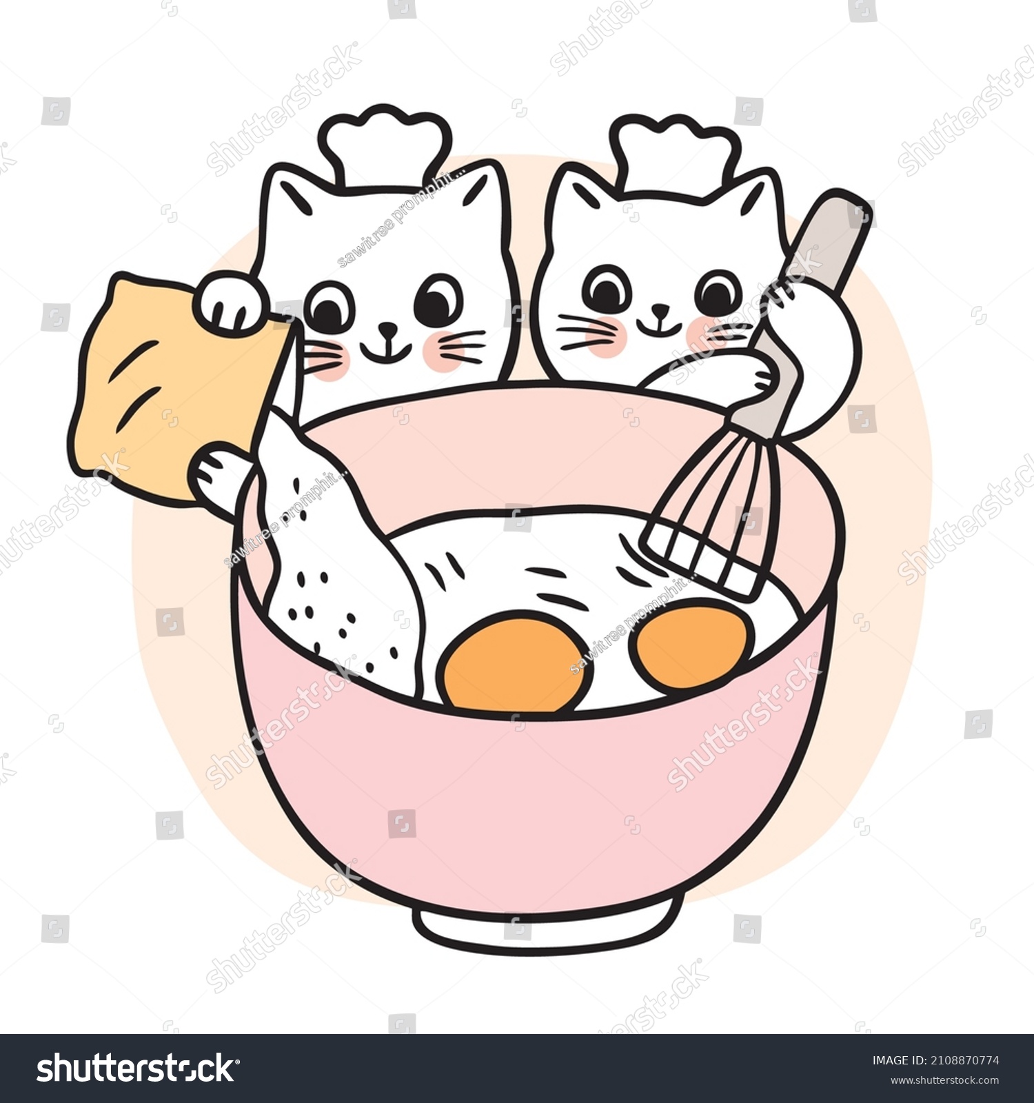Cartoon Cute Cats Cooking Vector Stock Vector (Royalty Free) 2108870774 ...
