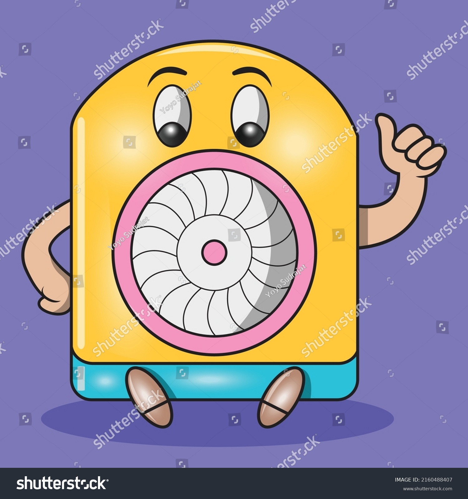 Cartoon Cute Fan Gesturing Thumb Stock Vector (Royalty Free) 2160488407 ...