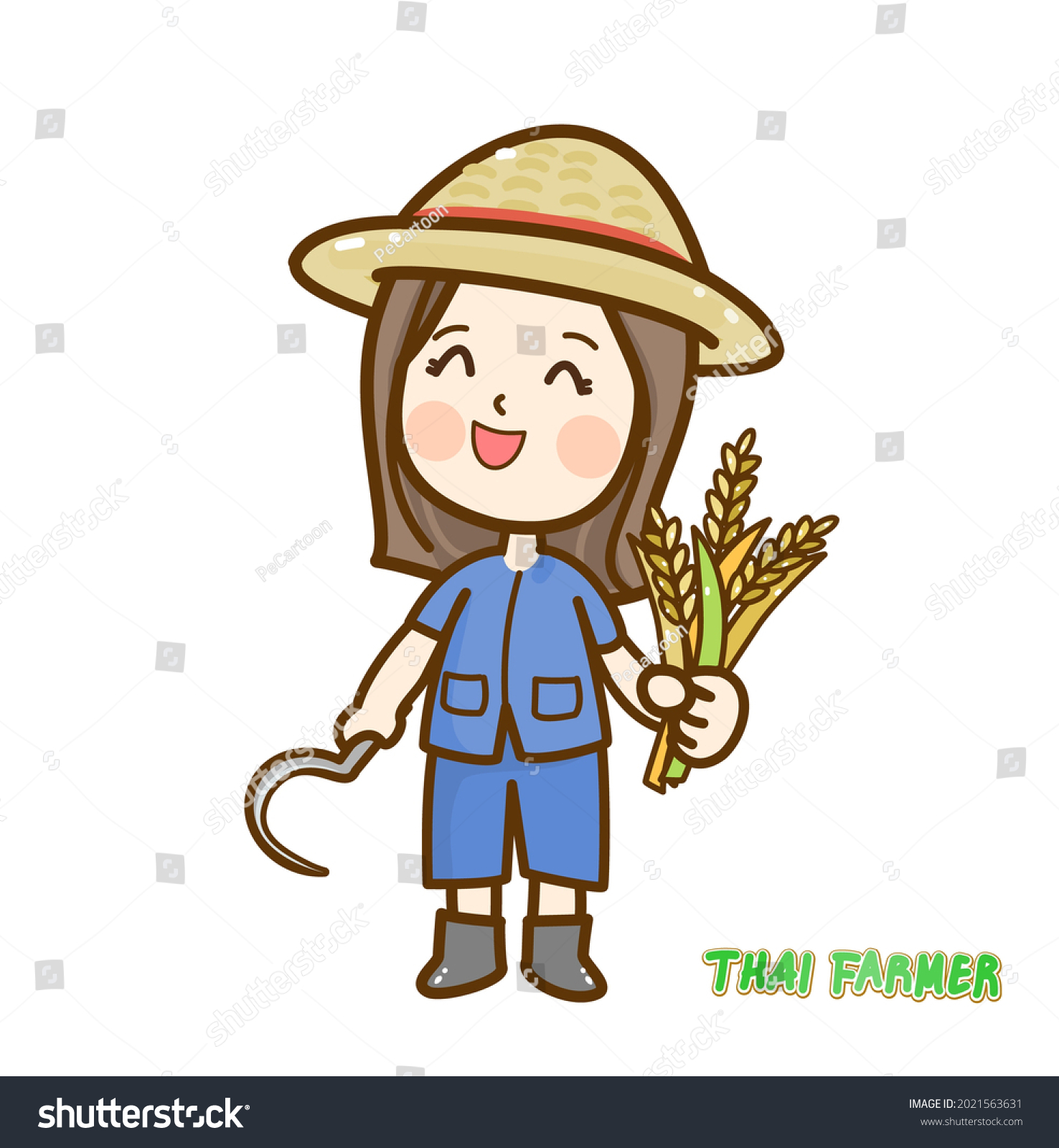 Cartoon Cute Farmer Character Vector Stock Vector (Royalty Free ...