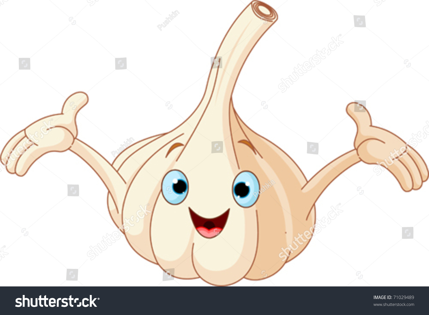 Cartoon Cute Garlic Presenting Something Stock Vector (Royalty Free ...