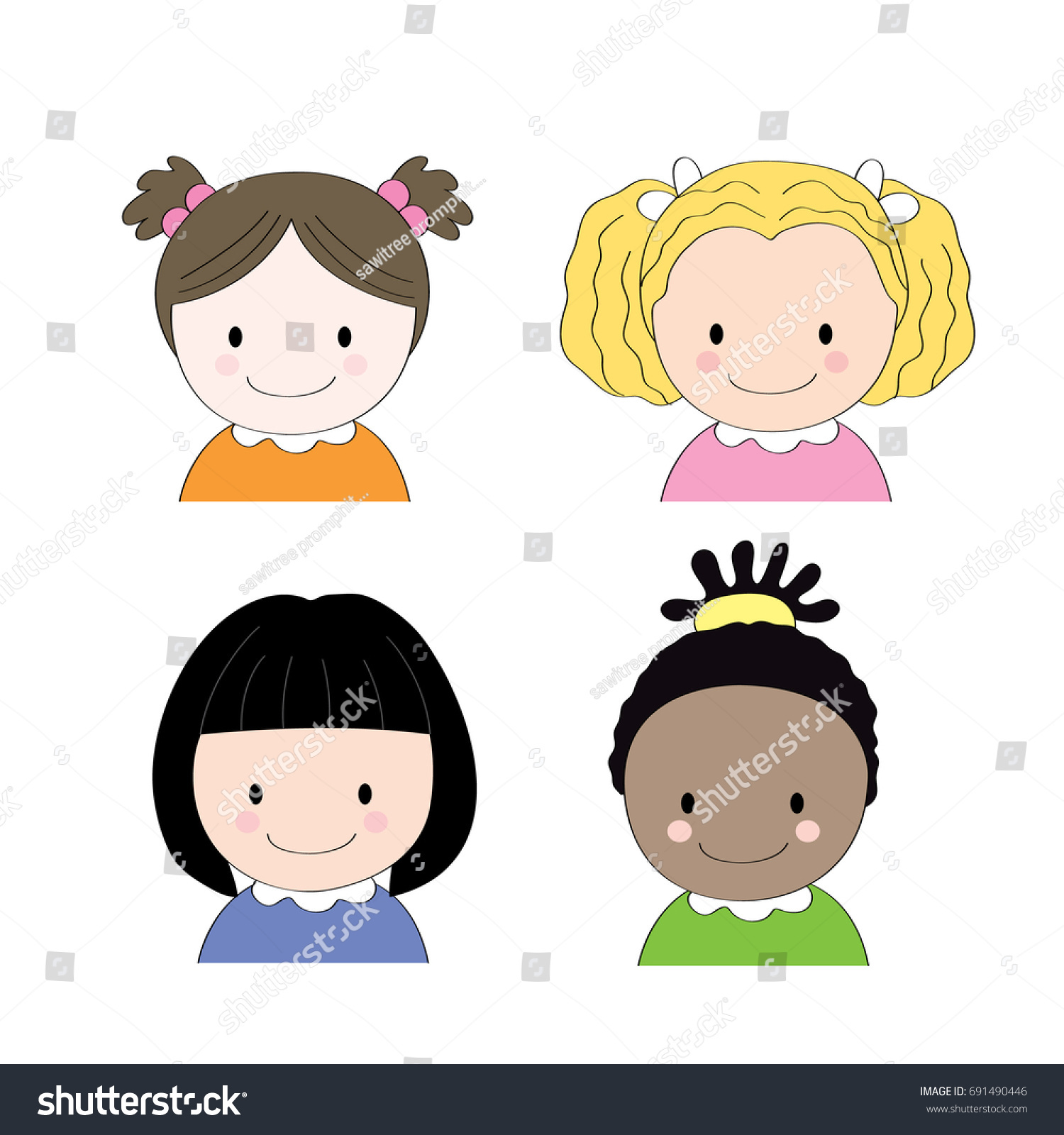 Cartoon Cute Kids Vector 库存矢量图（免版税）691490446 | Shutterstock
