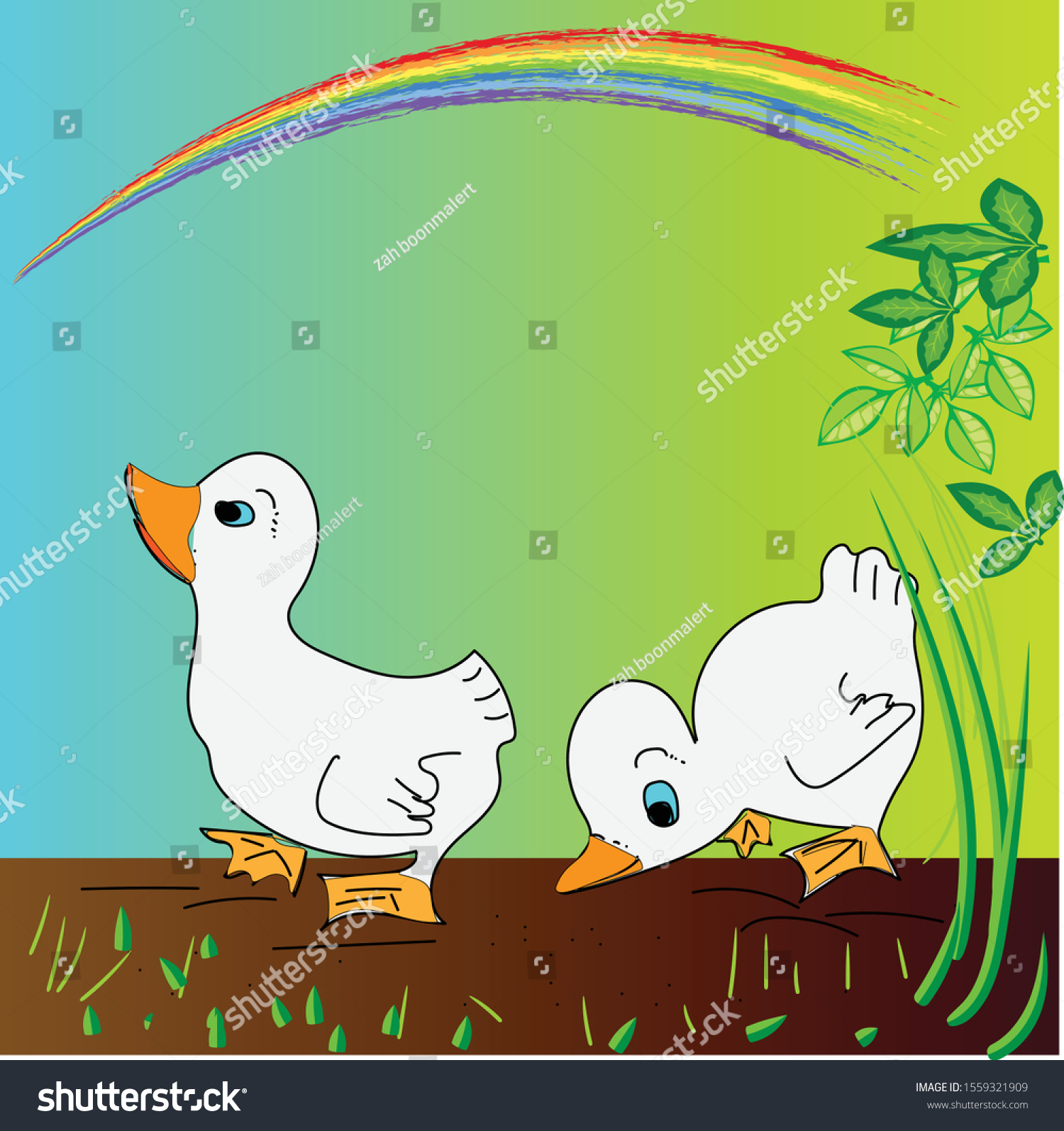 Cartoon Cute Little Ducklings Vector: เวกเตอร์สต็อก (ปลอดค่าลิขสิทธิ์ ...