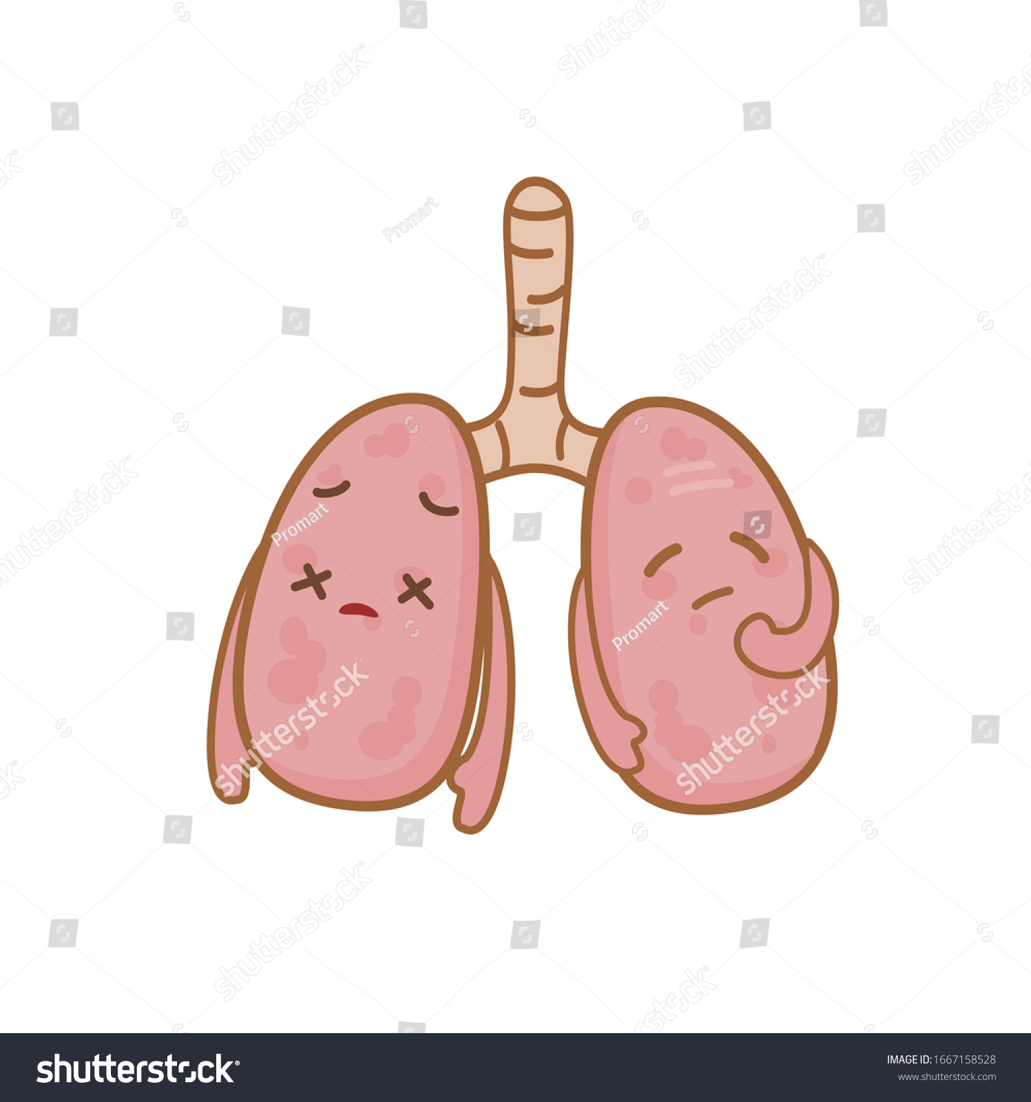 Cartoon Cute Lung Character Vector Stock Vector (Royalty Free) 1667158528